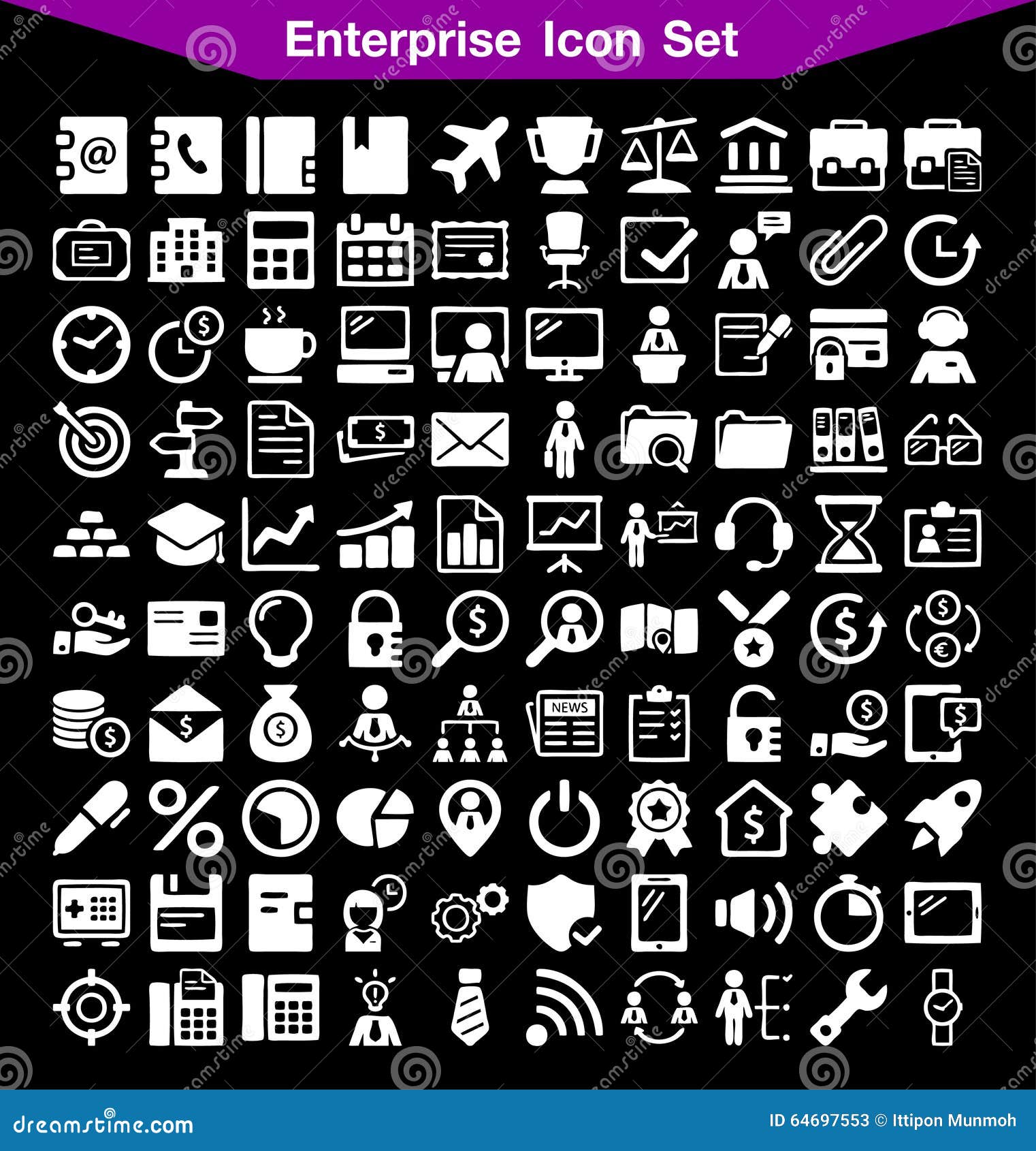 Enterprise icon set stock illustration. Illustration of business - 64697553