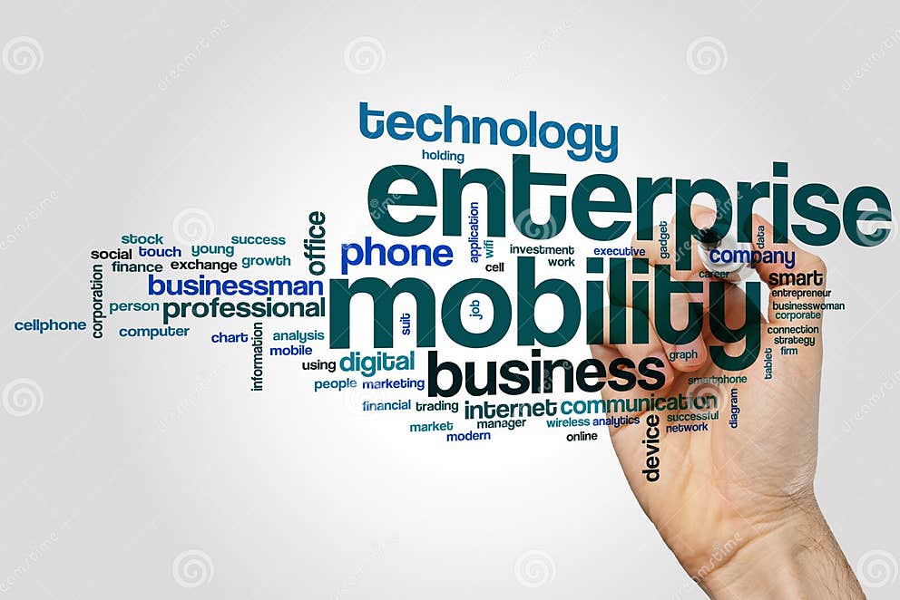 Enterprise Mobility Word Cloud Concept on Grey Background Stock Image ...