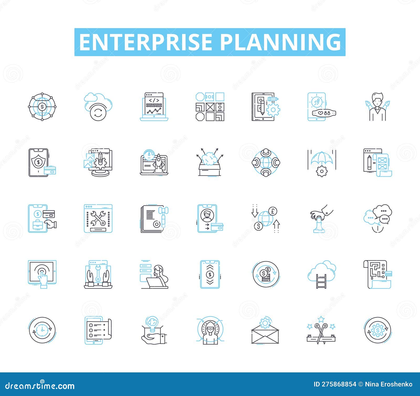 Enterprise Planning Linear Icons Set. Strategy, Budgeting, Forecasting ...
