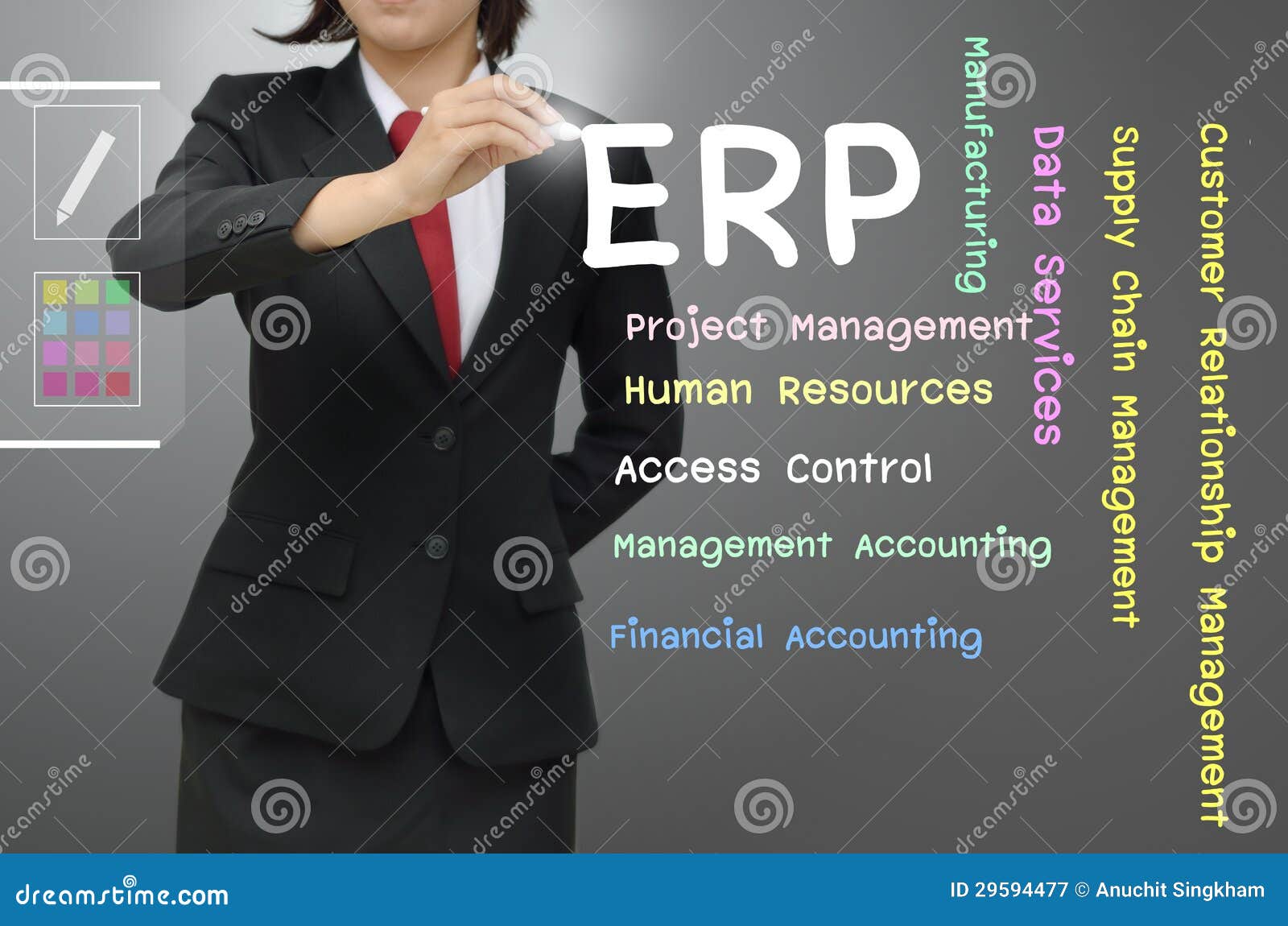 ERP - Enterprise Resource Planning Vector Structure Module Workflow ...