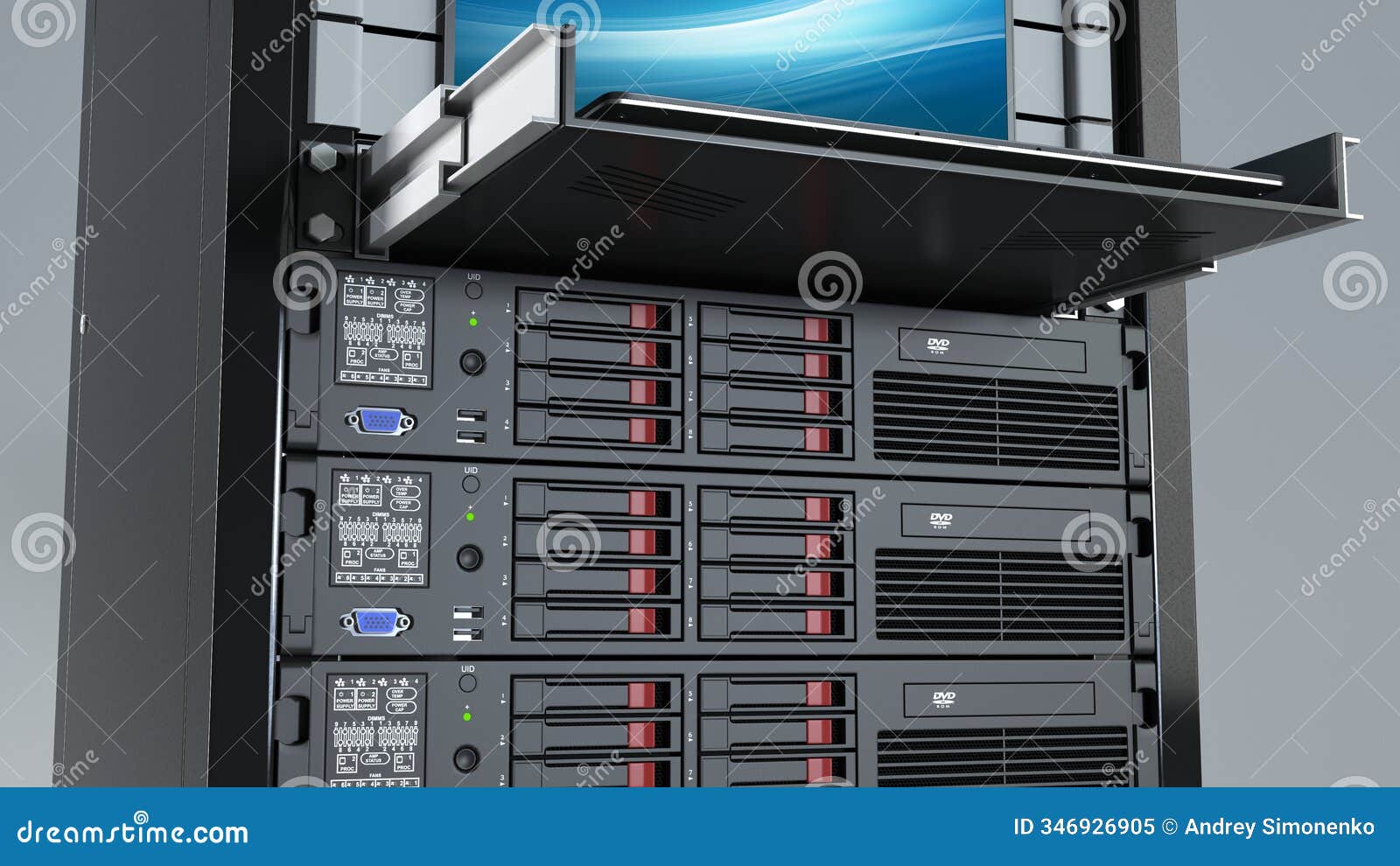 Enterprise Server Rack with Multiple Storage Bays Stock Image - Image ...