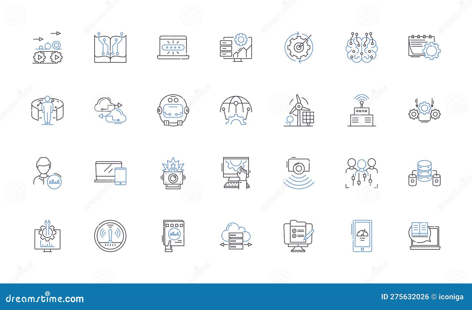 Enterprise Software Line Icons Collection Integrate Automate