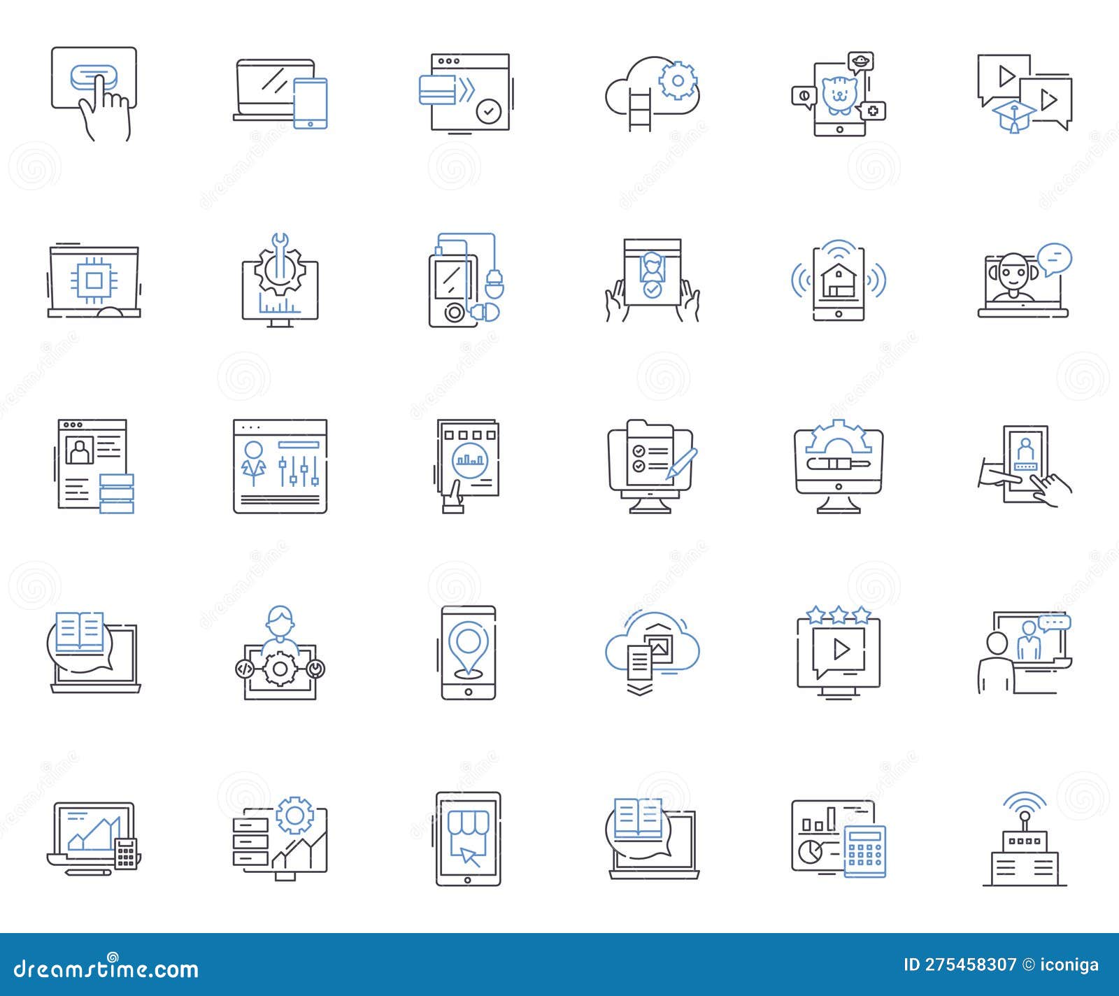 Enterprise Solution Line Icons Collection Efficiency Integration Scalability Customization