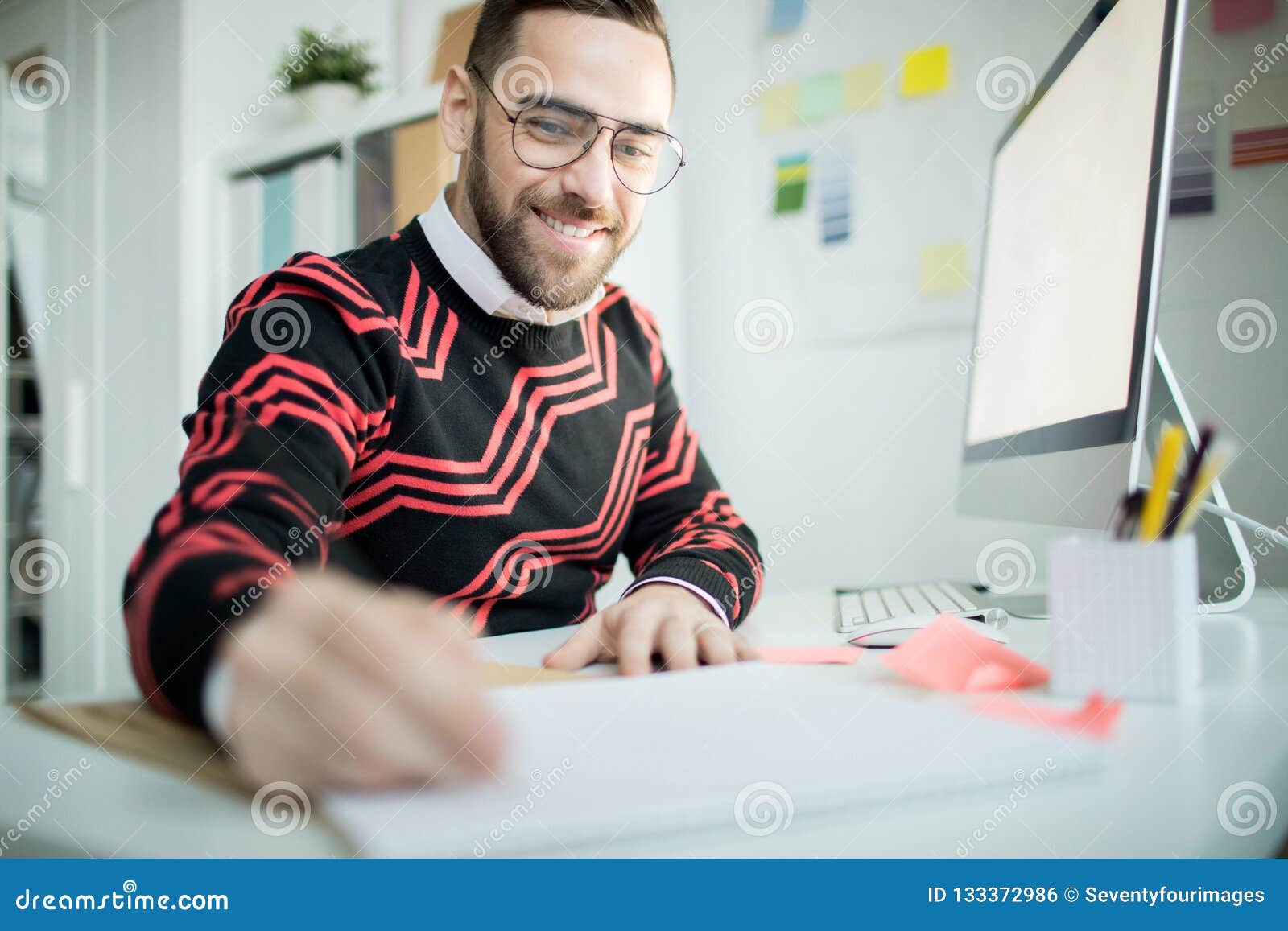 Enterprising Manager Writing Out Ideas Stock Photo - Image of beard ...