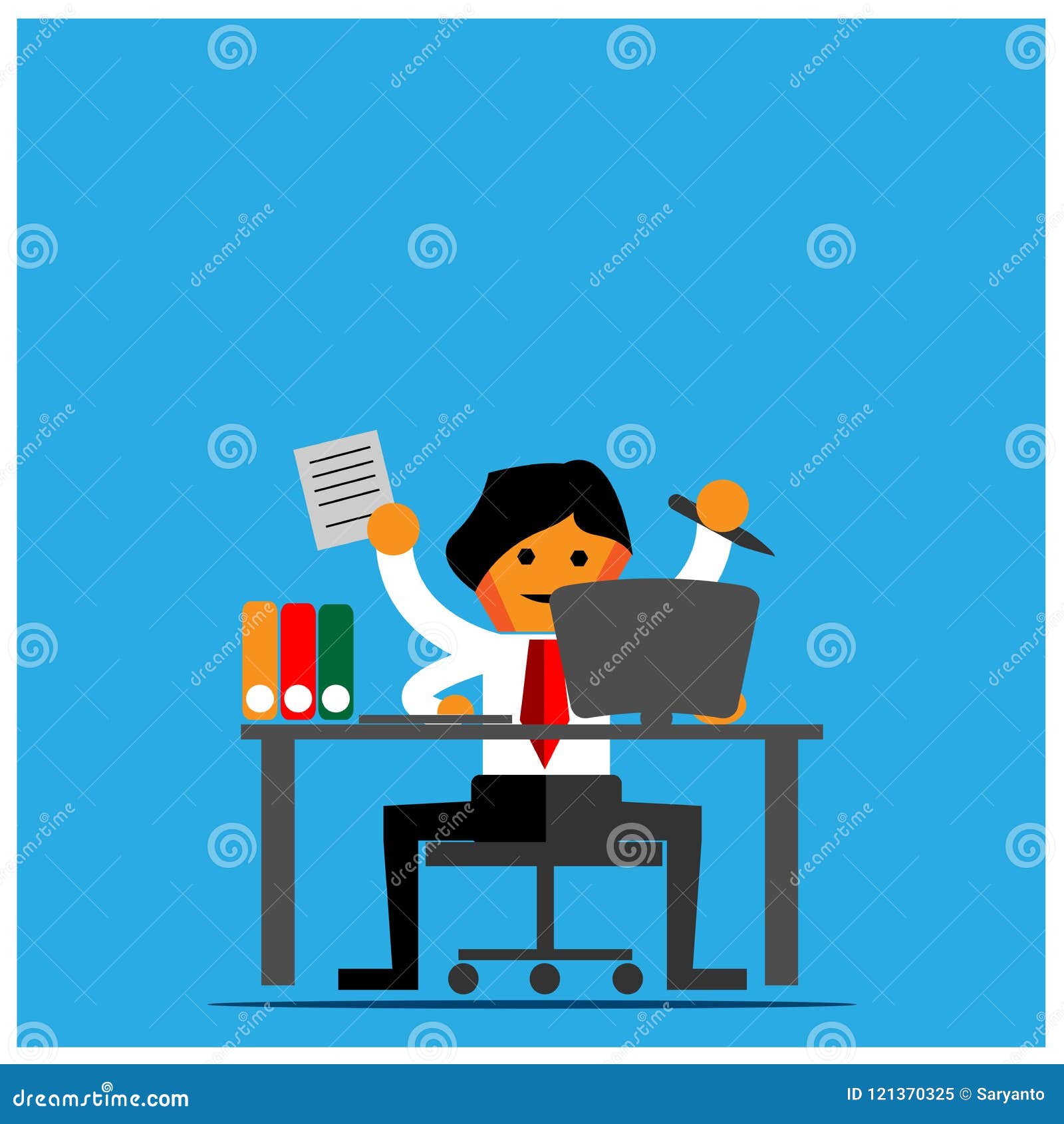 The Enterprising Office Worker, Flat Design Stock Vector - Illustration ...