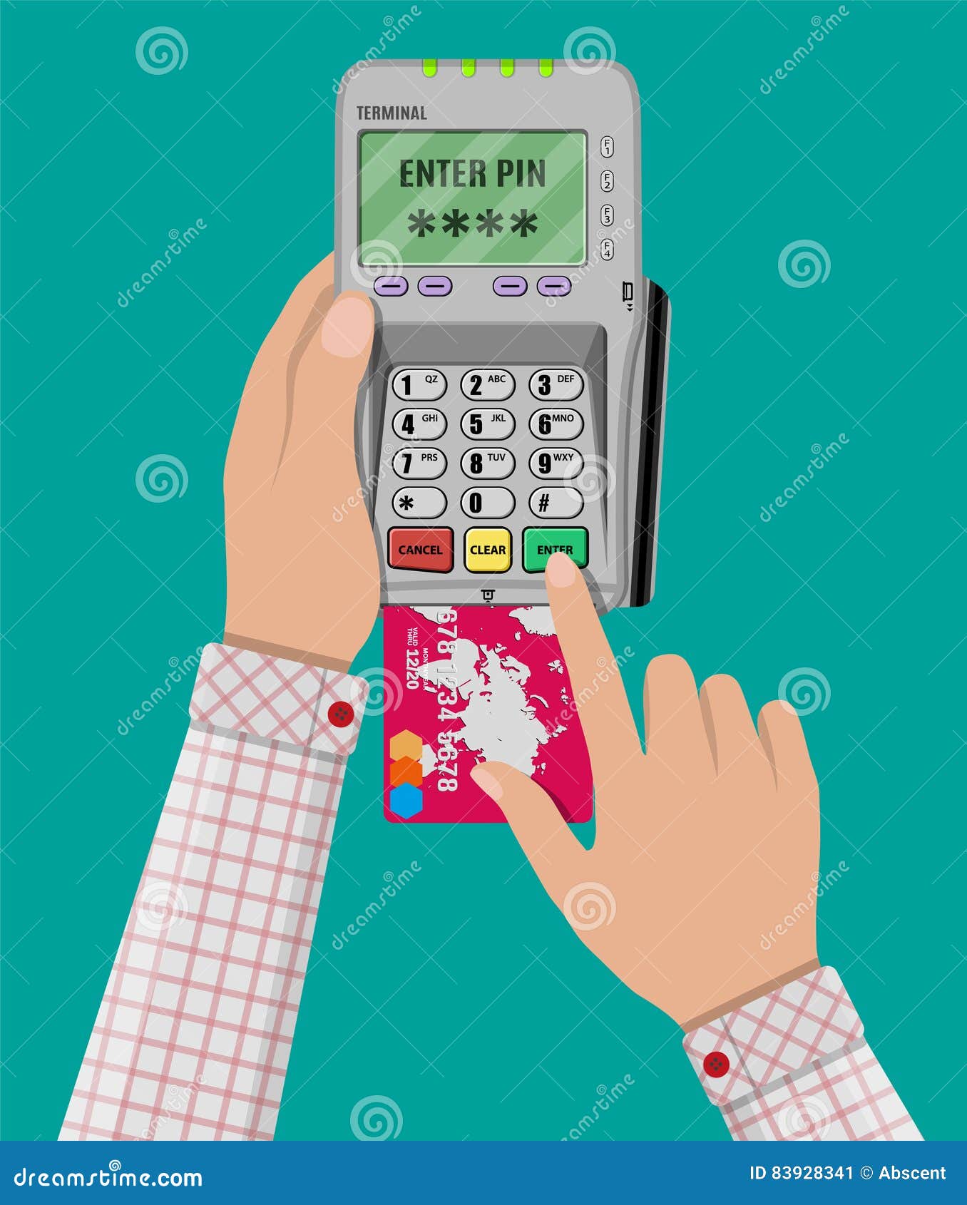Enters Pin Code for Card on Pos Terminal Stock Vector - Illustration of ...