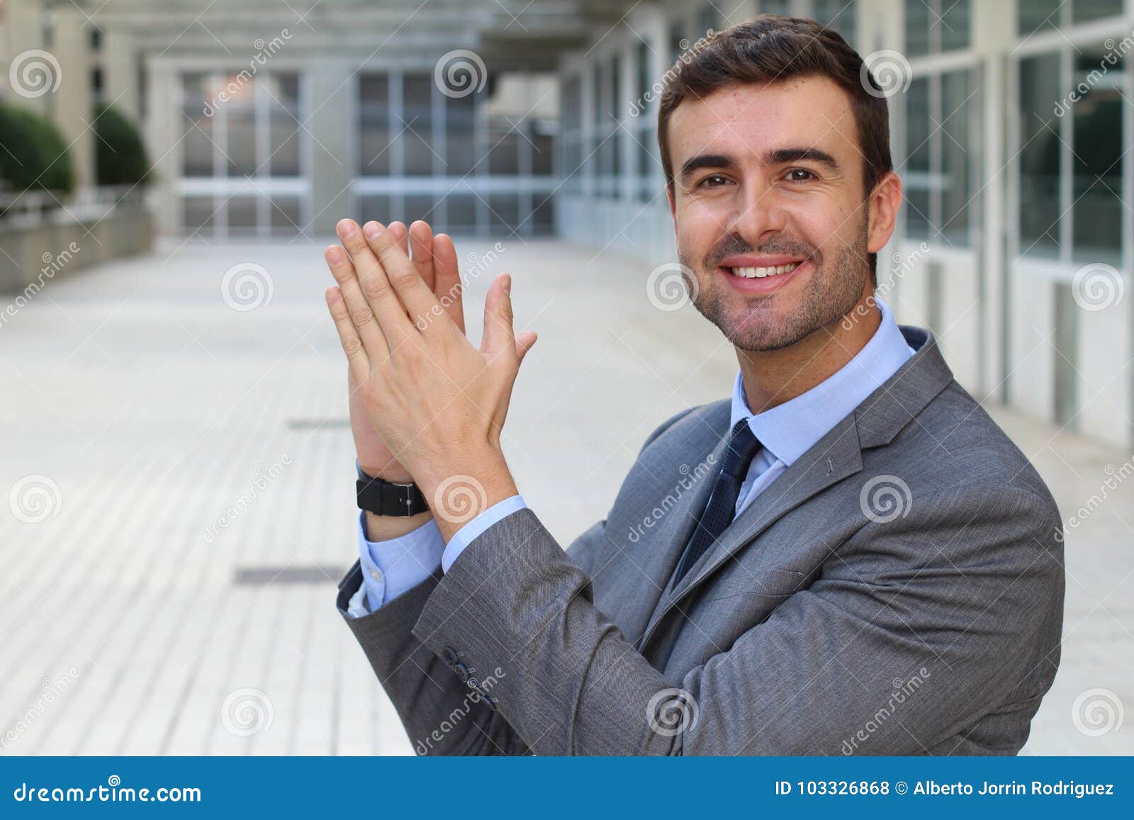 Entertained Man Clapping with Joy Stock Photo - Image of american ...