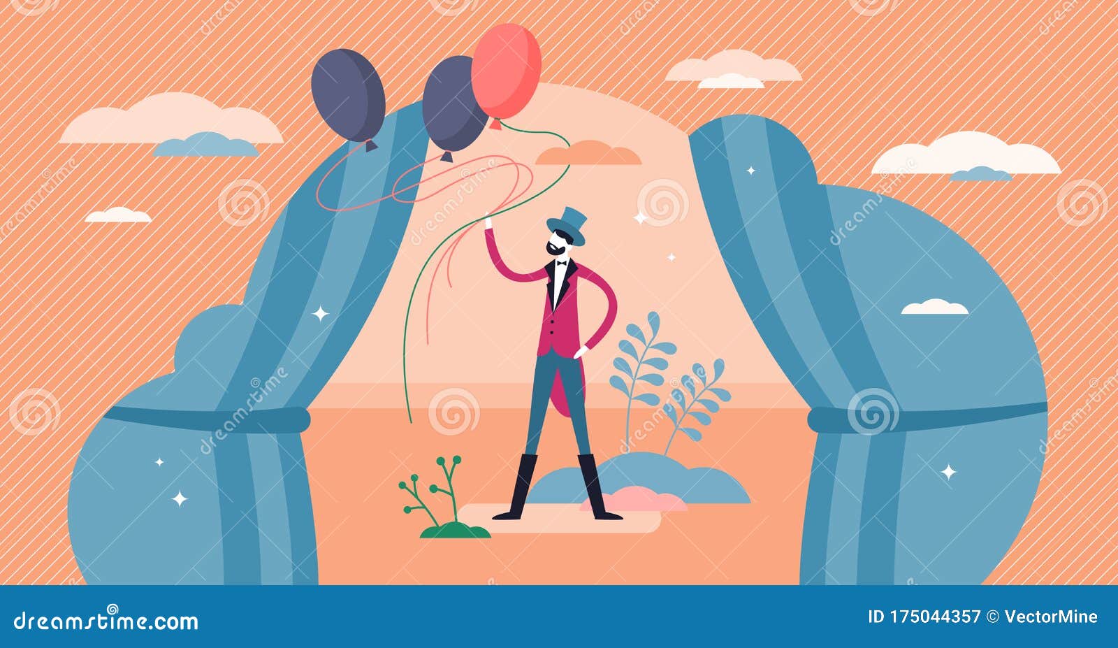 Entertainer Concept, Flat Tiny Person Vector Illustration ...