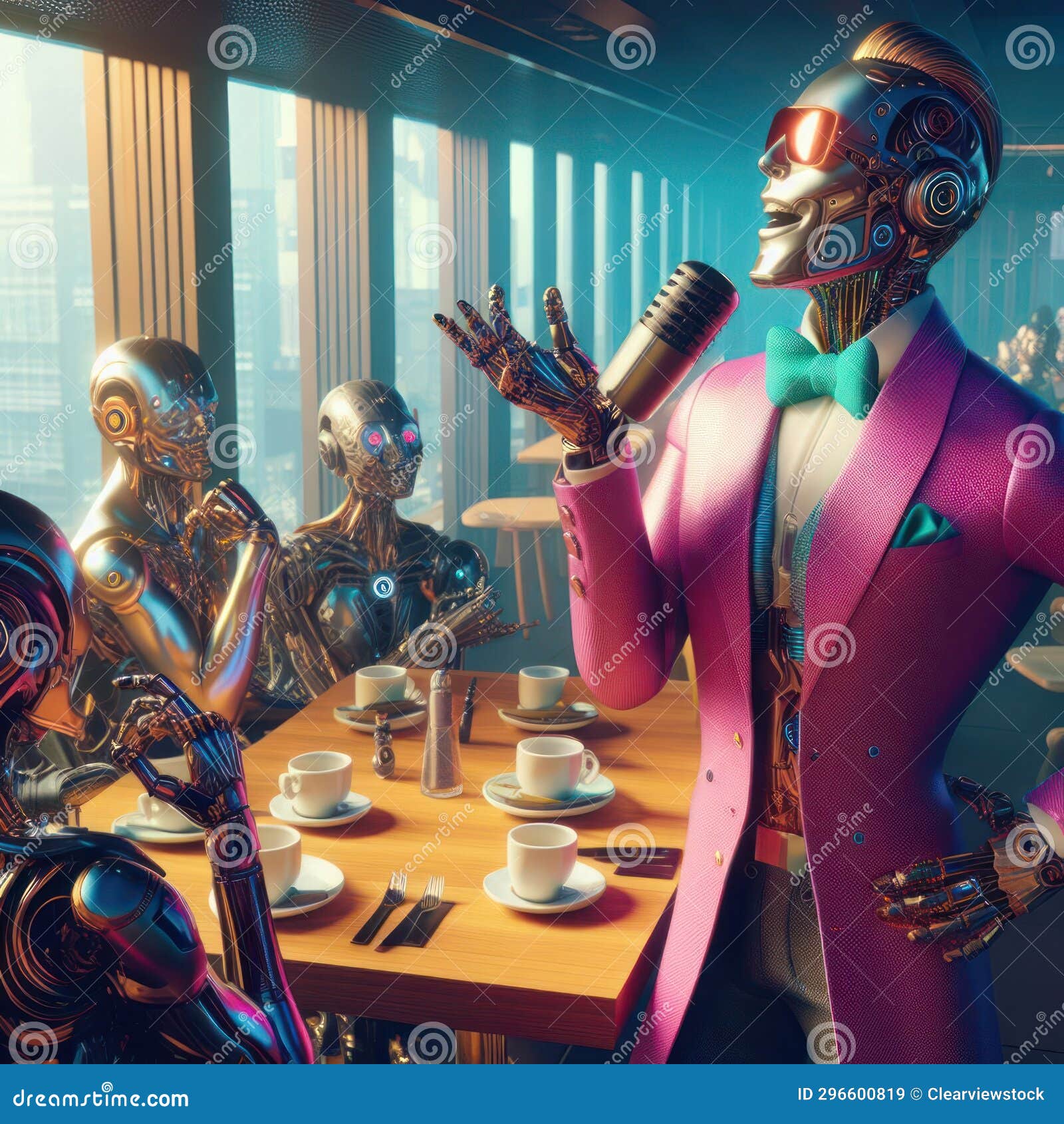 Futuristic Robots Exploring Lush Green Jungle Stock Photography ...