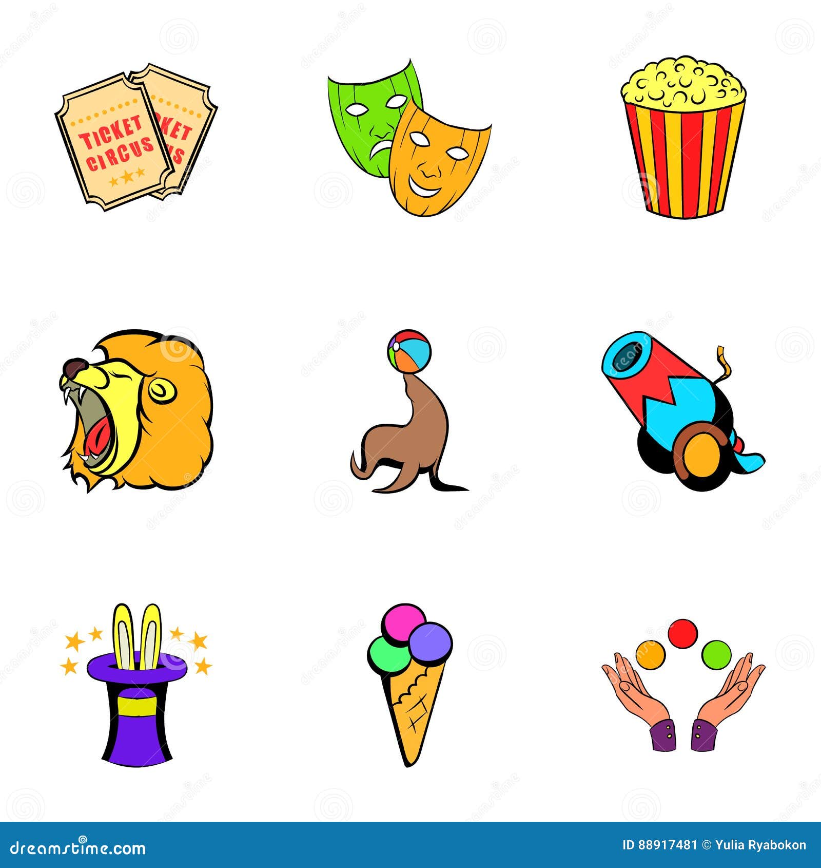 Entertaining Show Icons Set, Cartoon Style Stock Vector - Illustration ...