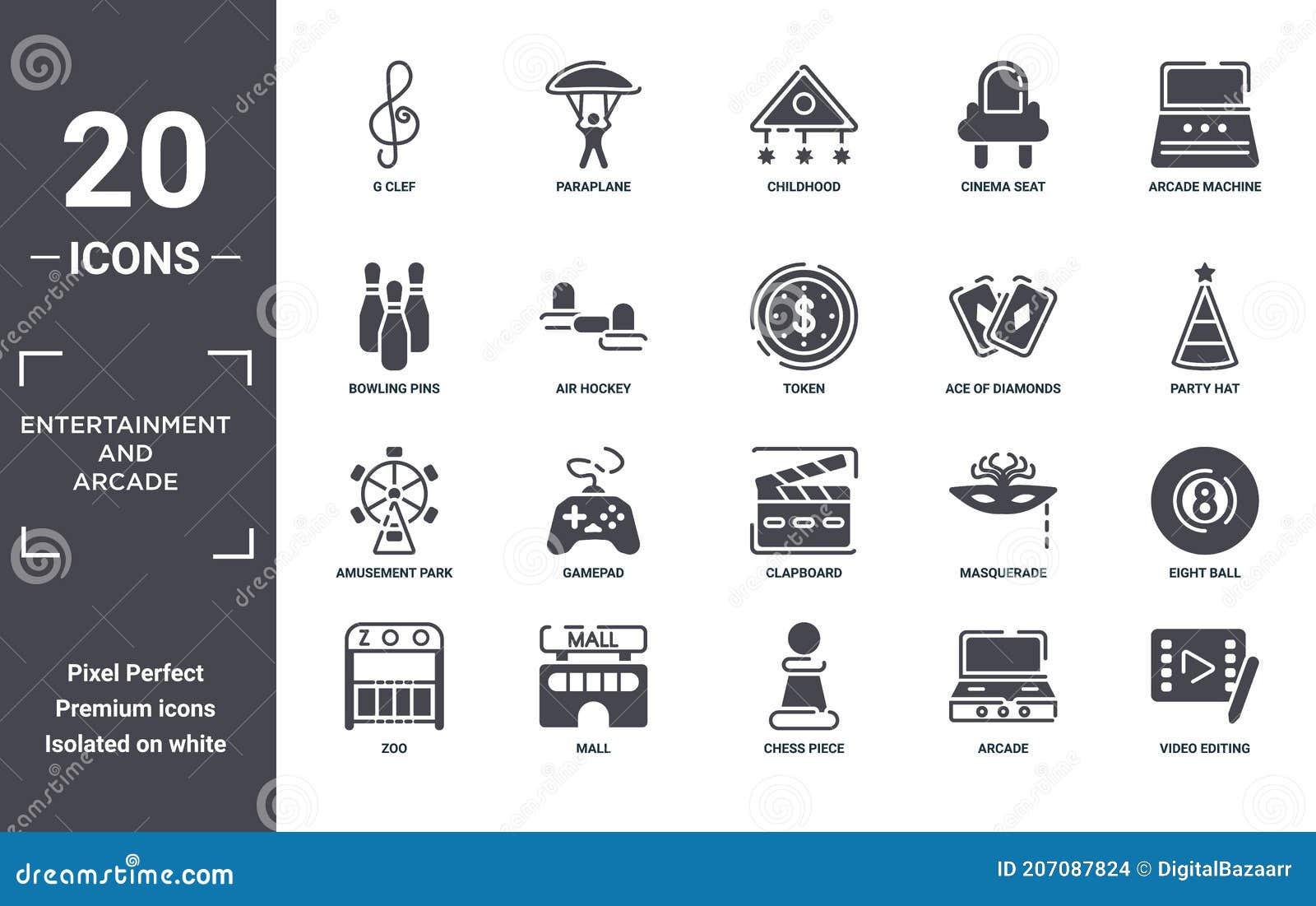 Entertainment.and.arcade Icon Set Stock Vector - Illustration of store ...