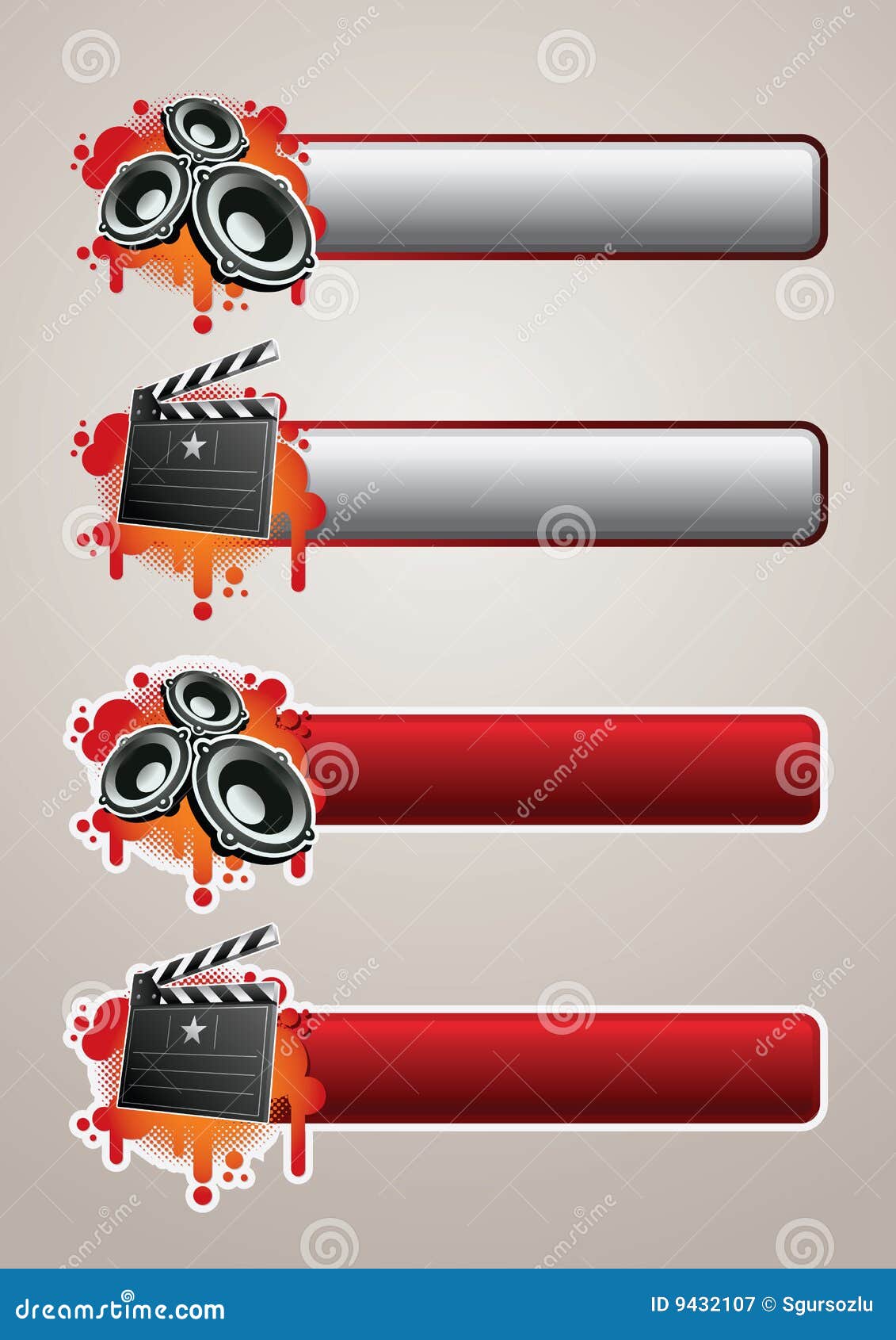 Entertainment Banner Set 2 stock vector. Illustration of instrument ...