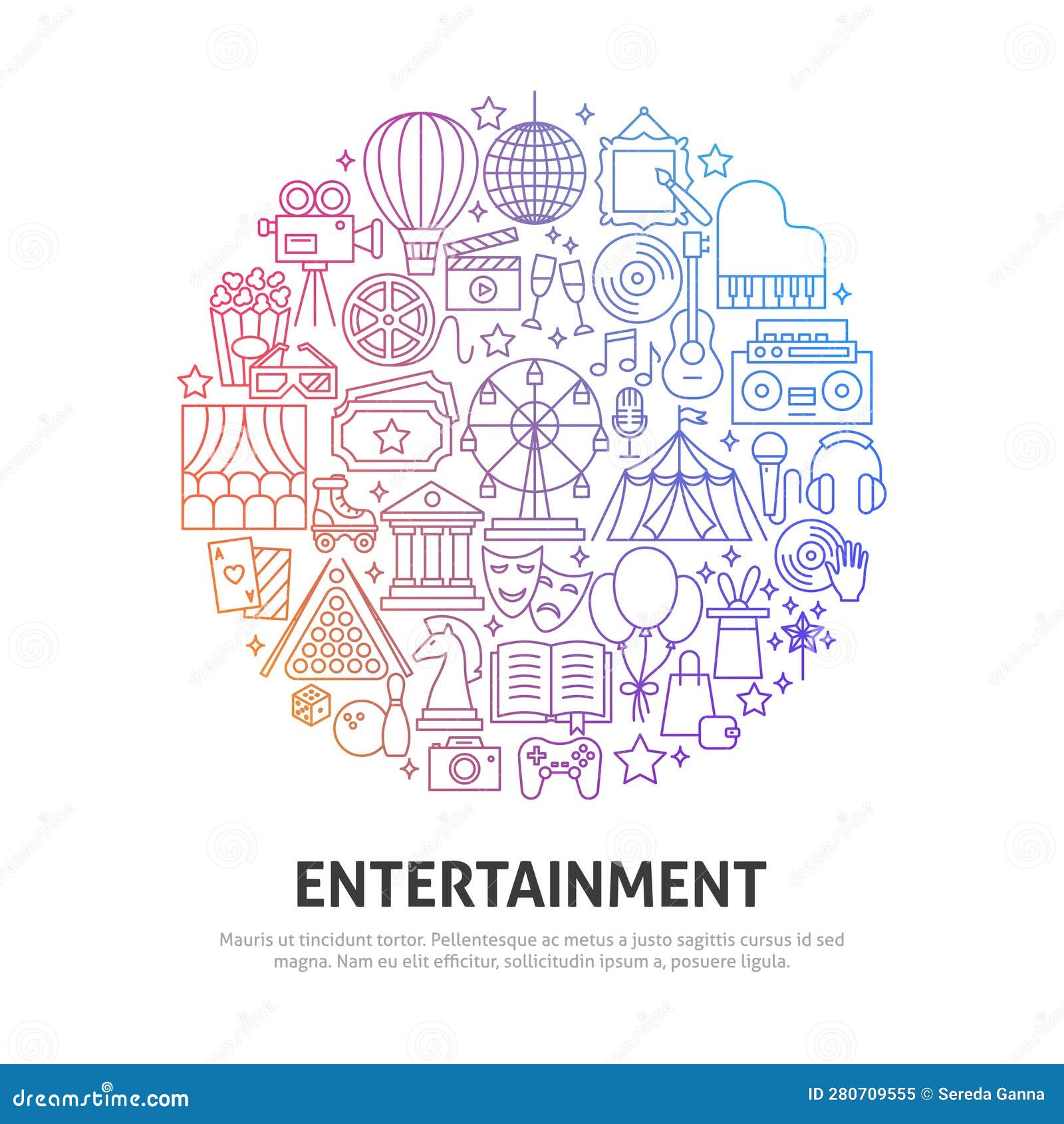 Entertainment Circle Concept Stock Vector - Illustration of gamepad ...