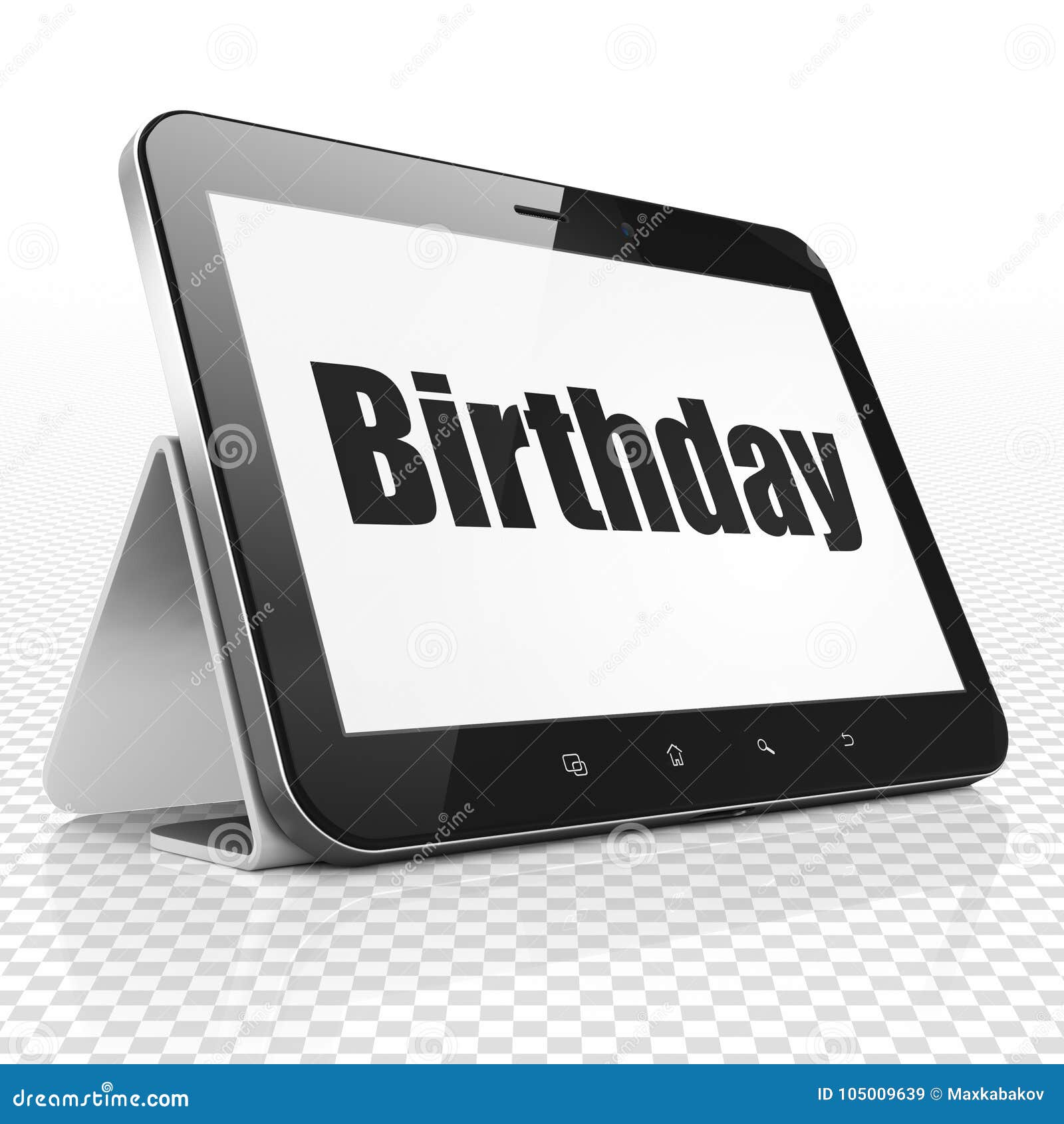Entertainment, Concept: Tablet Computer with Birthday on Display Stock ...