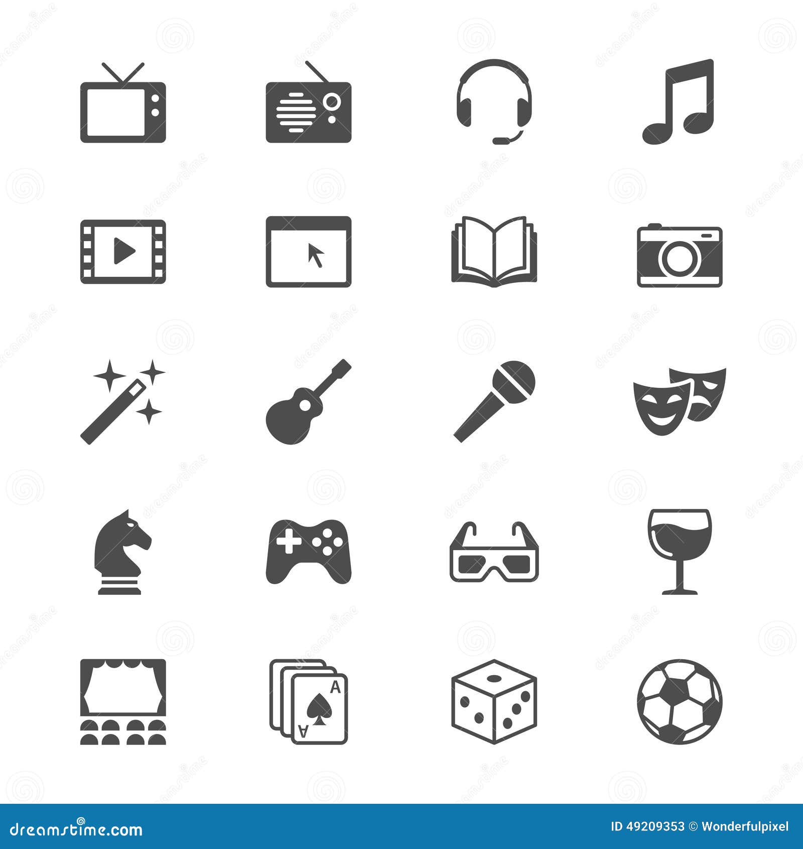 Entertainment flat icons stock vector. Illustration of bible - 49209353