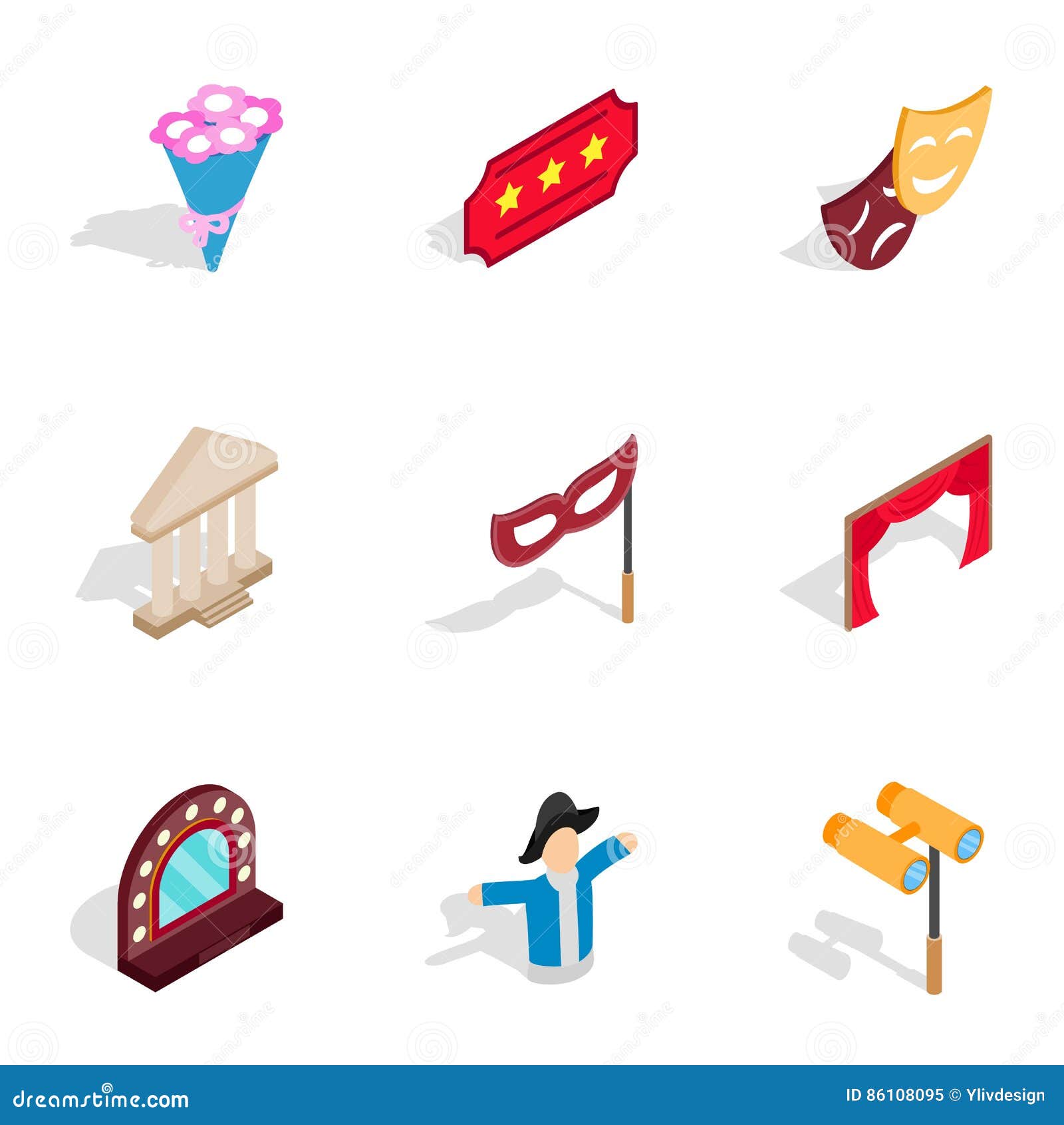 Entertainment Icons, Isometric 3d Style Stock Vector - Illustration of ...