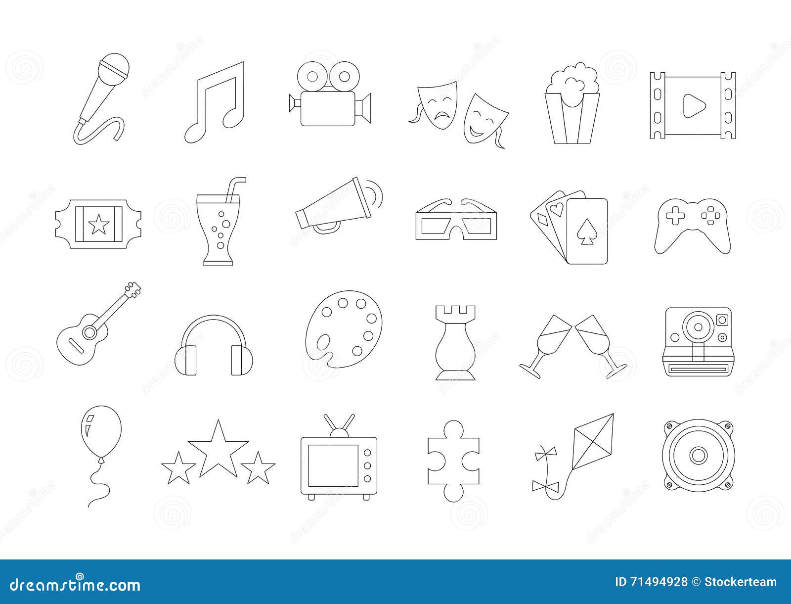 Entertainment icons set stock illustration. Illustration of filming ...
