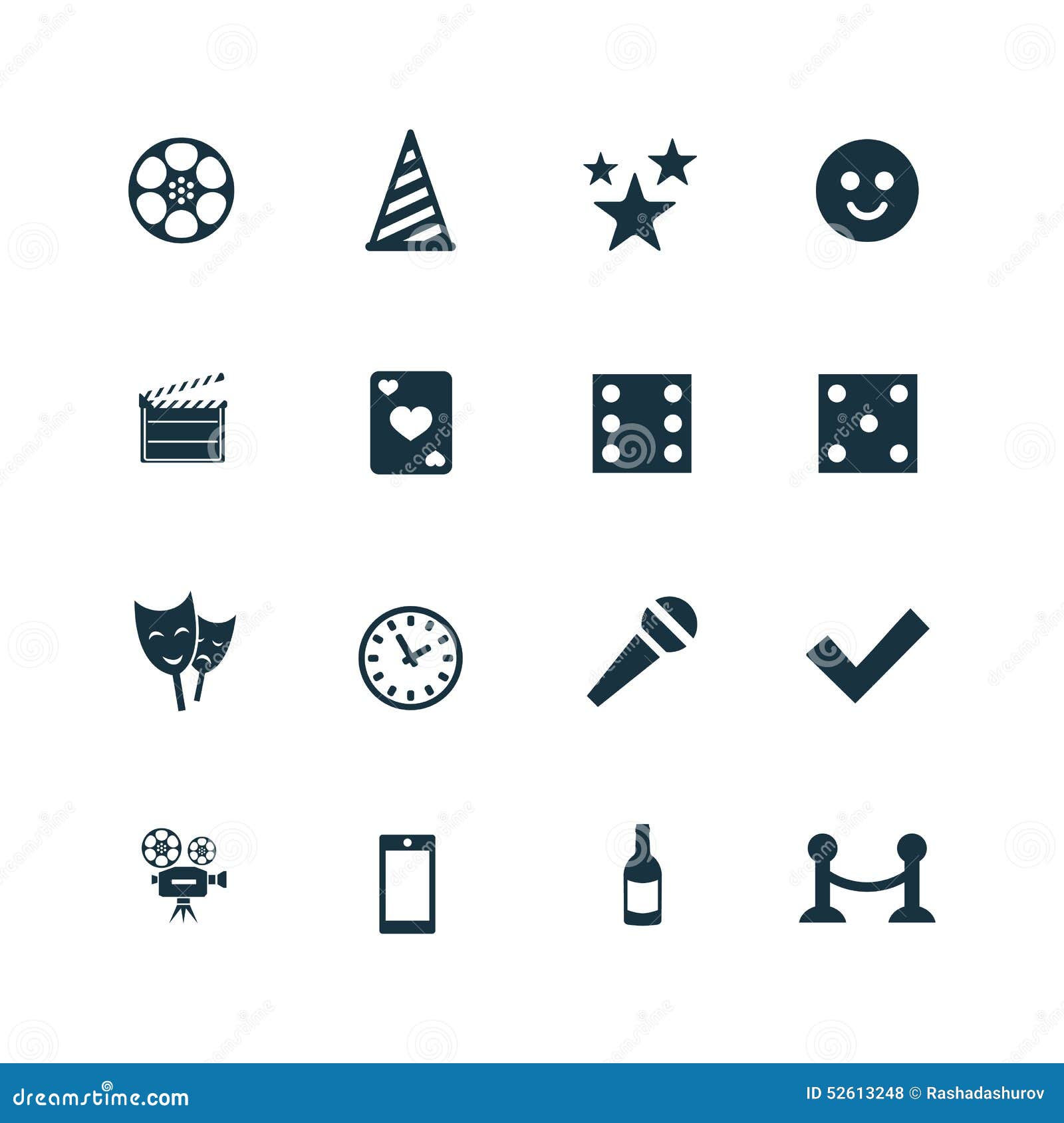 Entertainment icons set stock vector. Illustration of computer - 52613248