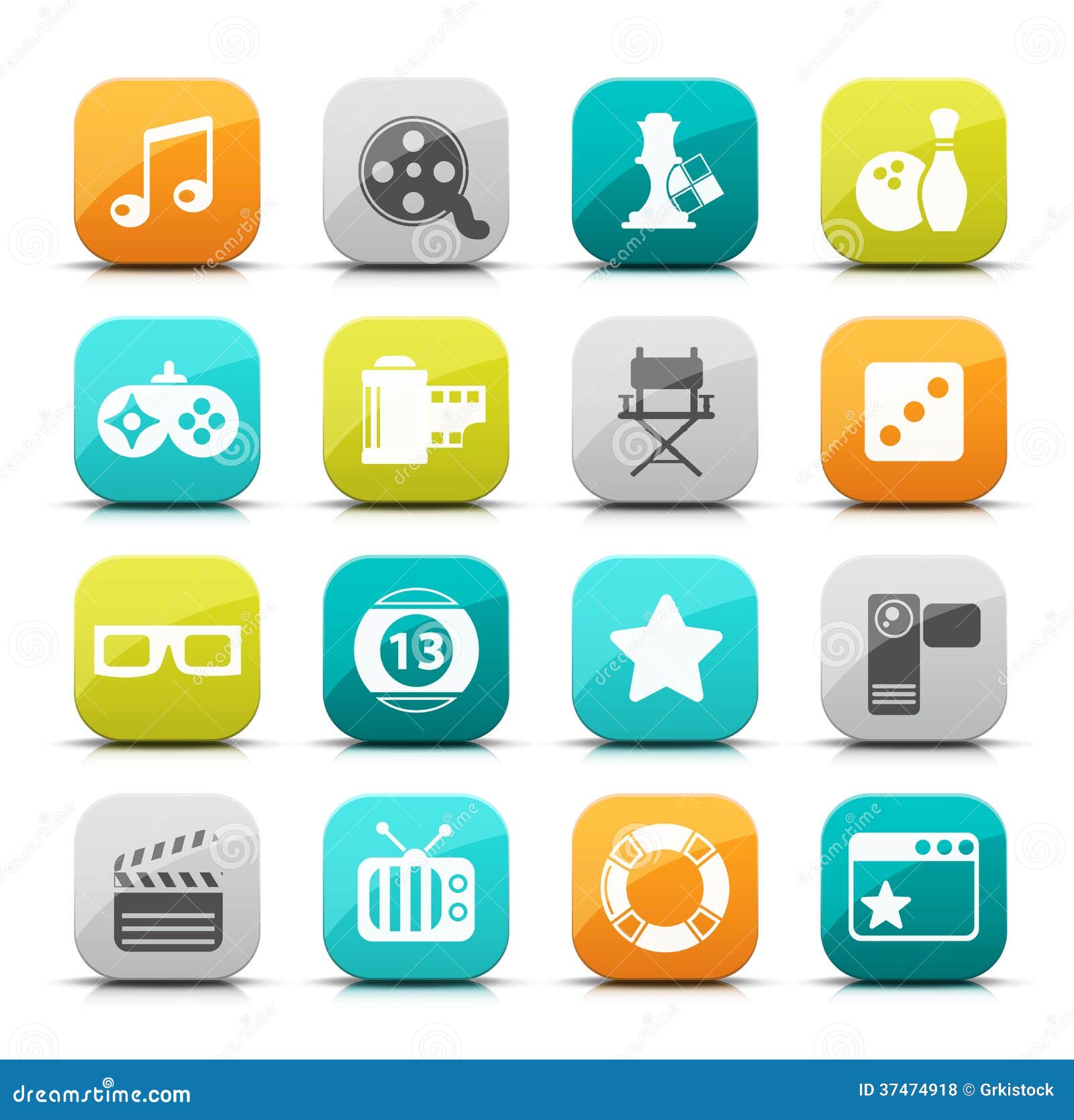 16 Entertainment Icons - Stickers - Symbols Stock Photography ...