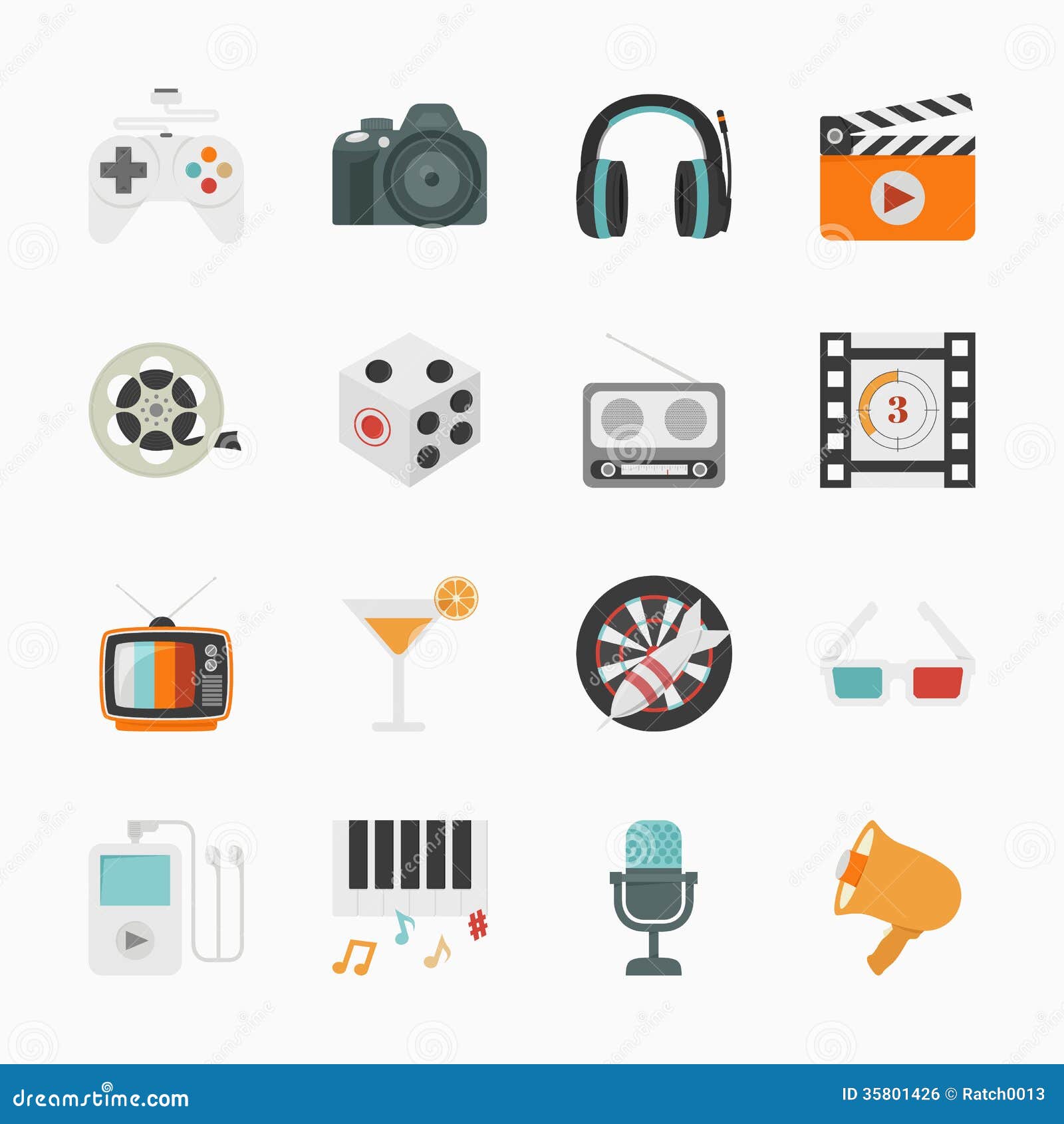 Entertainment Icons With White Background Royalty Free Stock Image ...