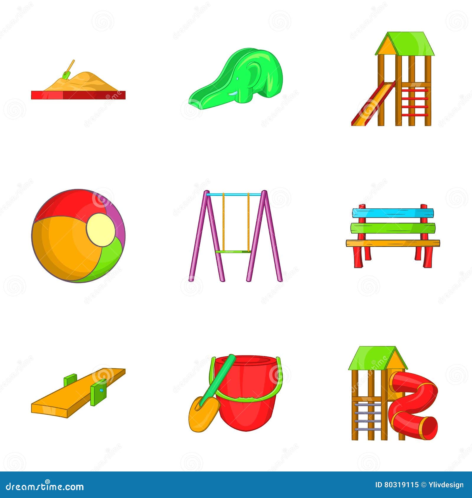 Entertainment for Kid Icons Set, Cartoon Style Stock Vector ...