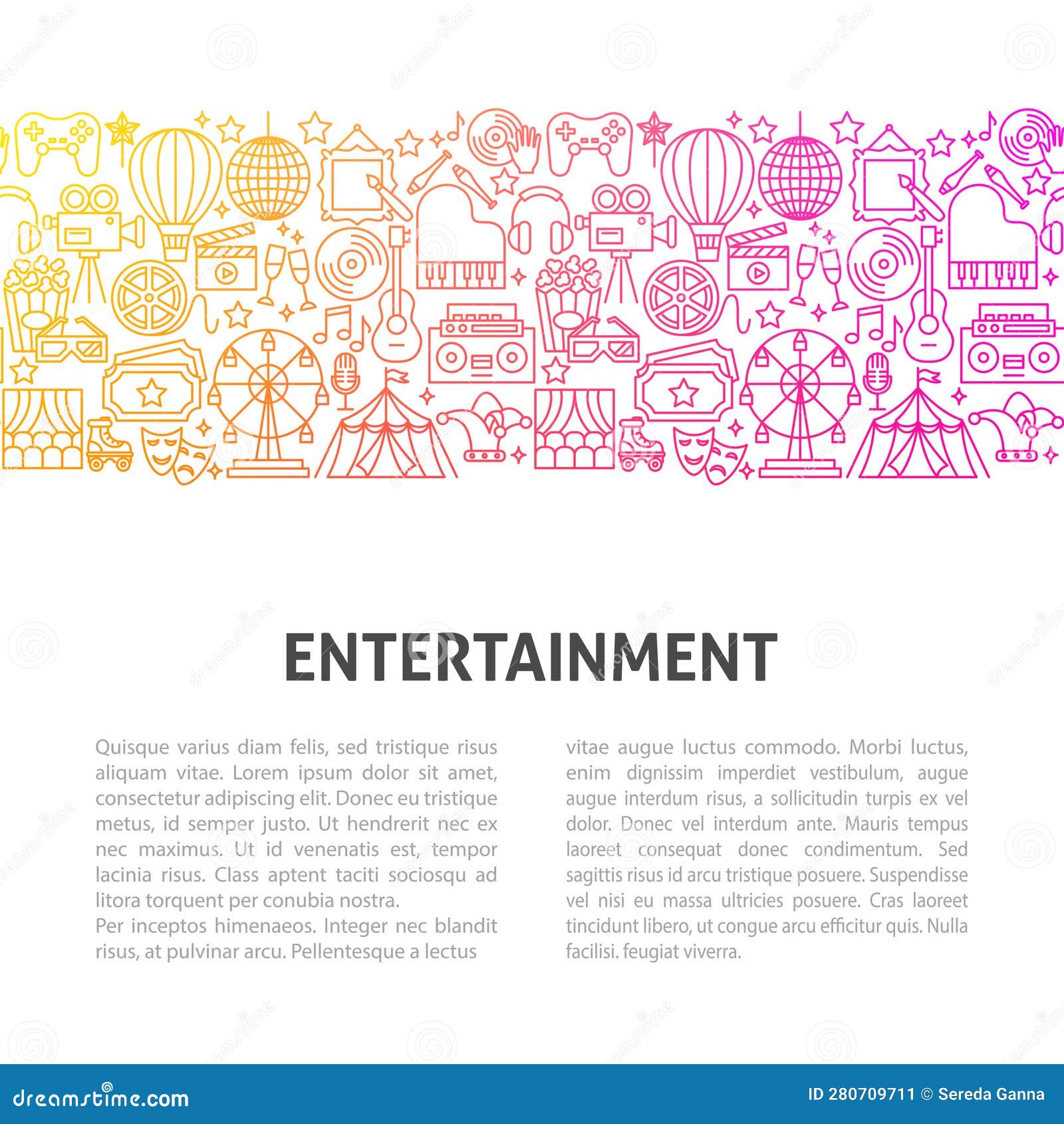 Entertainment Line Template Poster Stock Vector - Illustration of movie ...