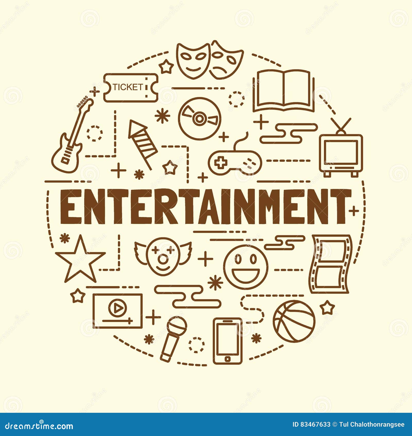 Entertainment Minimal Thin Line Icons Set Stock Vector - Illustration ...