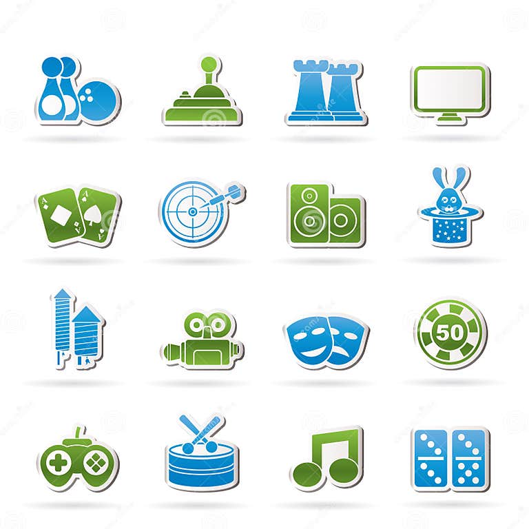 Entertainment Objects Icons Stock Vector - Illustration of icons, film ...