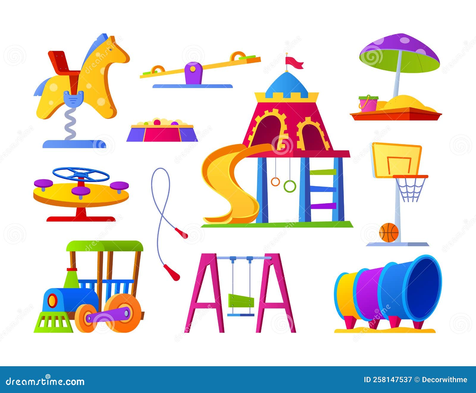 Entertainment on the Playground - Flat Design Style Object Set Stock ...