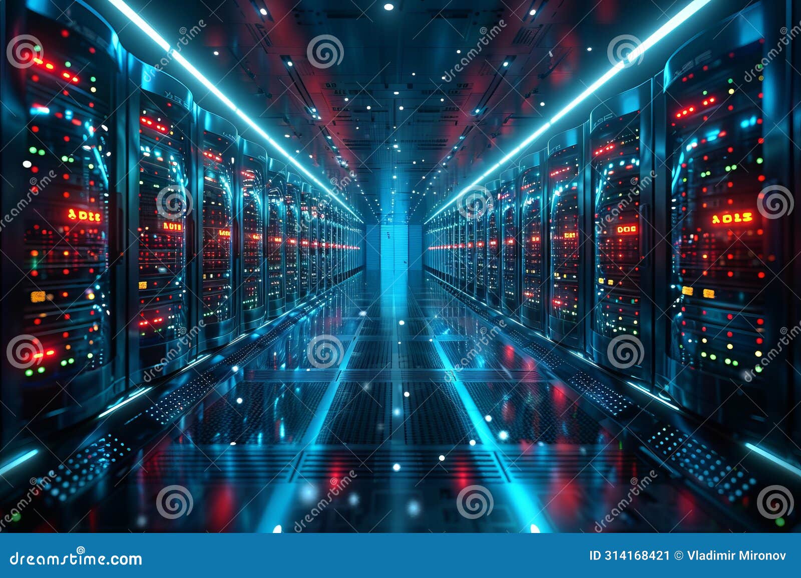 Entertainment Server Room with Electric Blue and Magenta Visual Effect ...