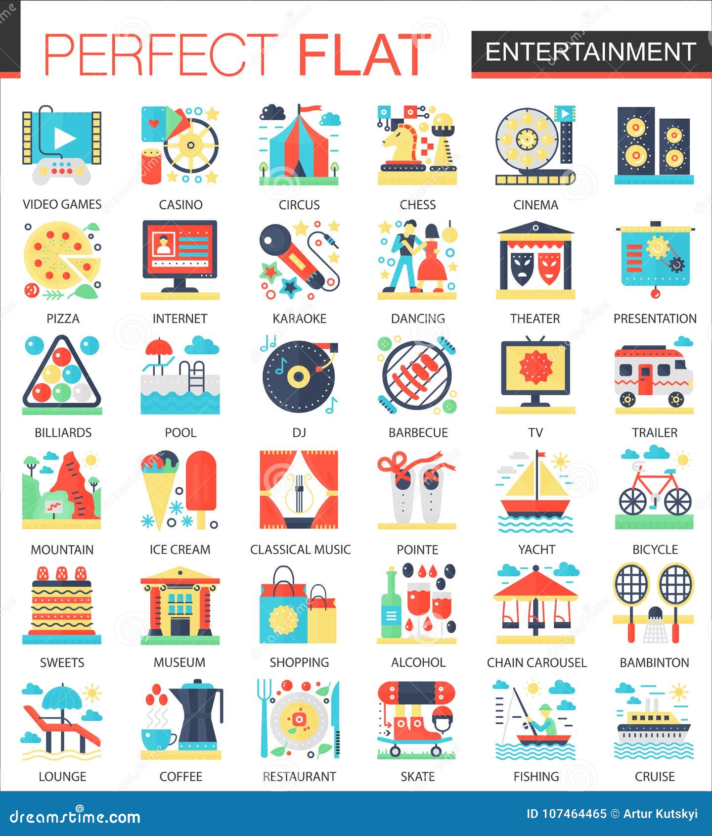 Entertainment Vector Complex Flat Icon Concept Symbols for Web ...