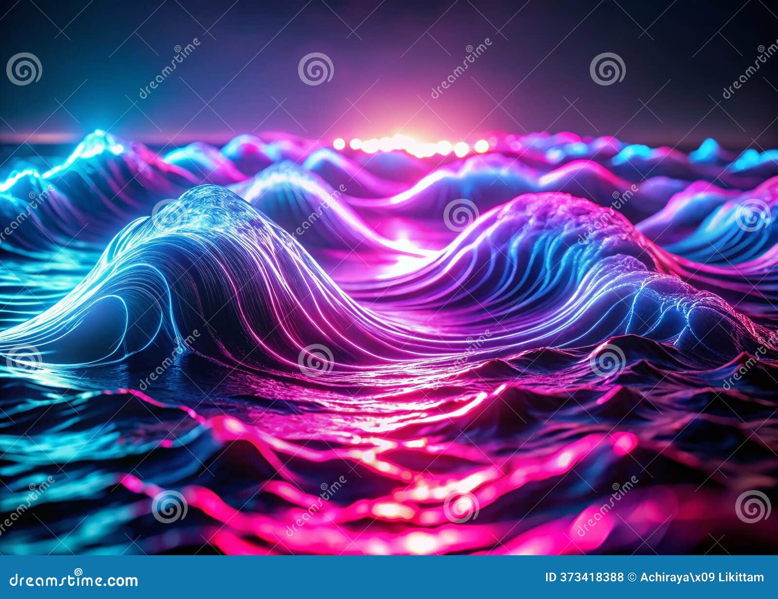 Abstract Sine Wave With Rainbow Color Motion Light Are Overlap On Dark ...