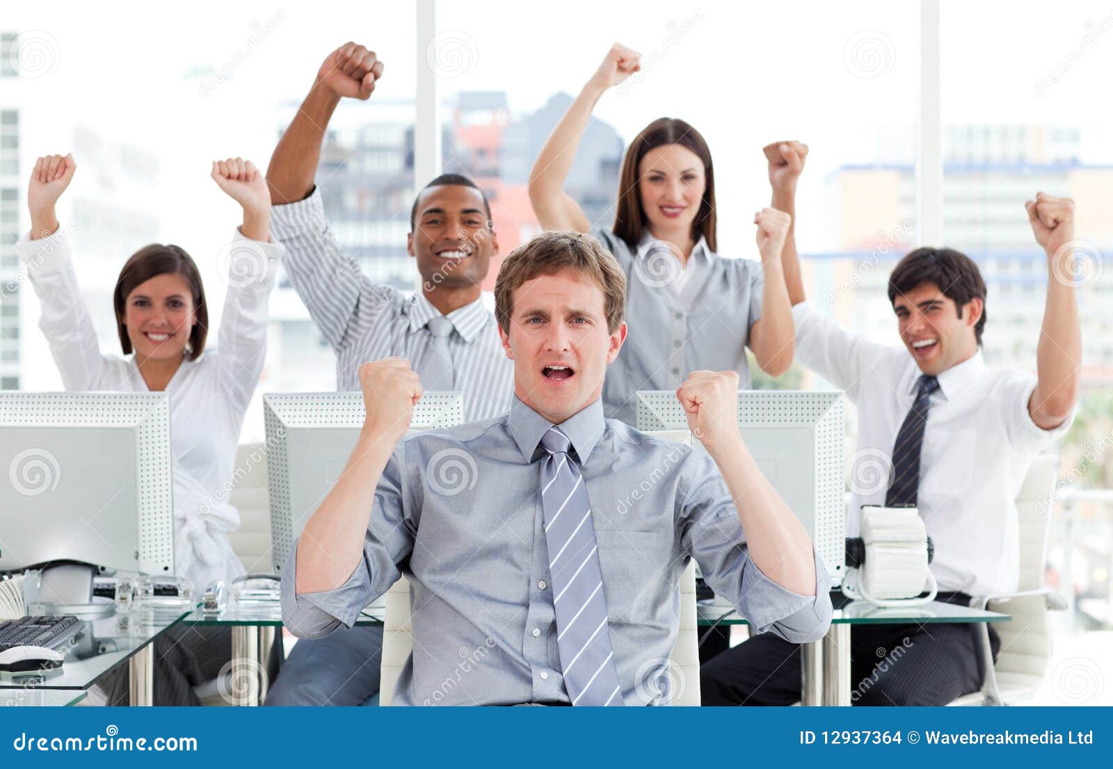 Enthusiastic Business Team Celebrating Success Stock Photo - Image of ...
