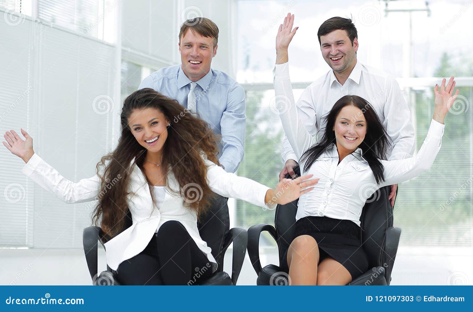 Enthusiastic Business Team in Office Stock Image - Image of looking ...
