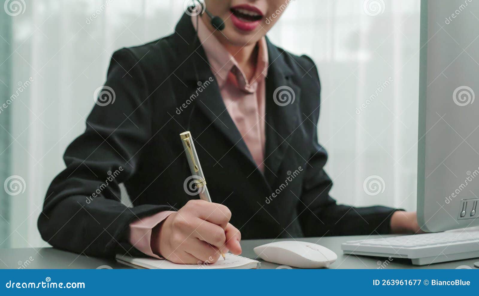 Enthusiastic Female Operator Provide Helpful Customer Service To ...