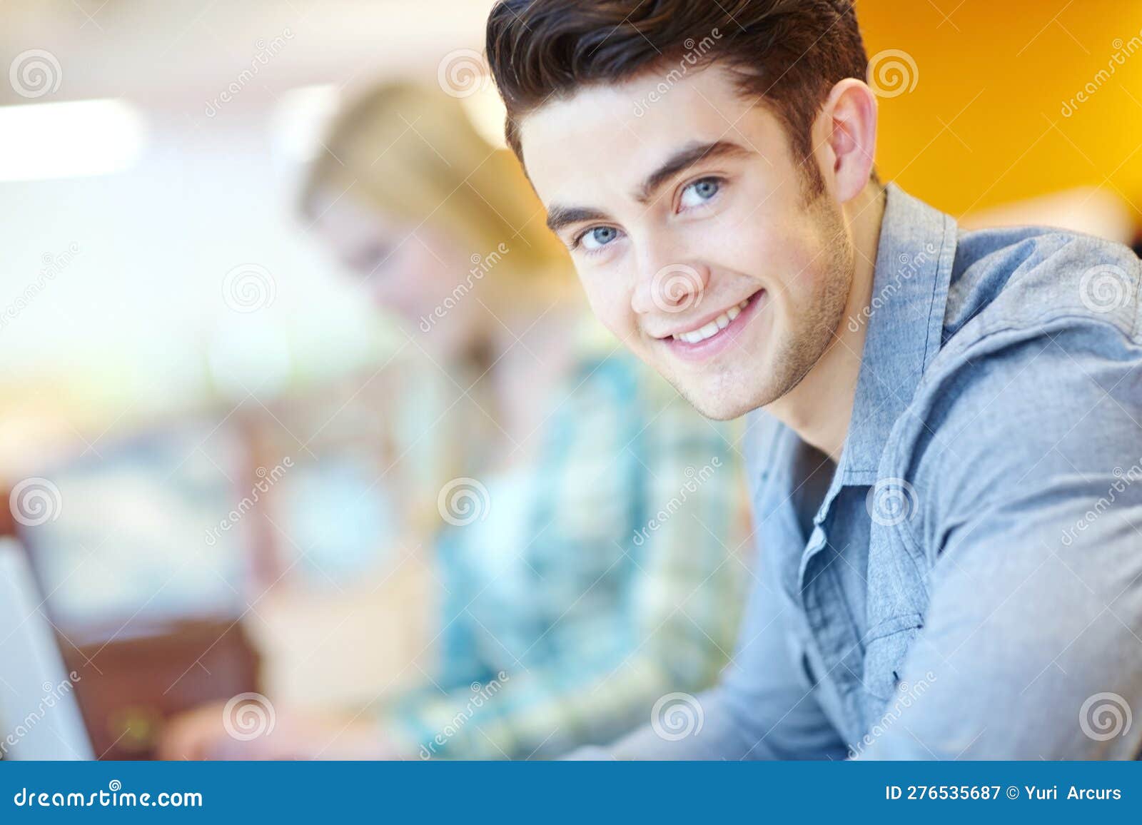 Enthusiastic Learner. Attractive Male Student with His Study Buddy in ...