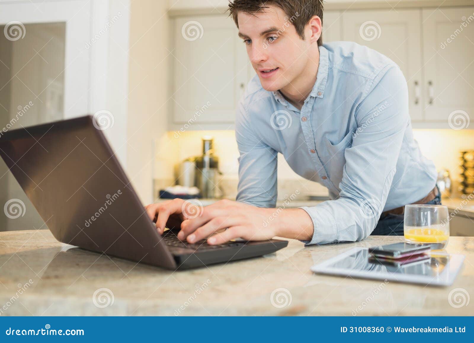 Enthusiastic Man Surfing the Internet Stock Photo - Image of happy ...