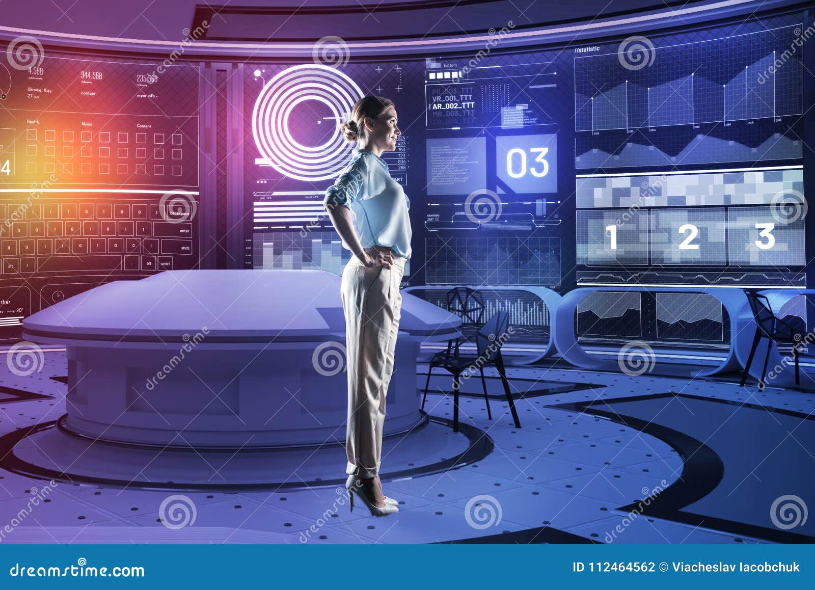 Enthusiastic Programmer Standing with Her Hands on Hips and Smiling ...