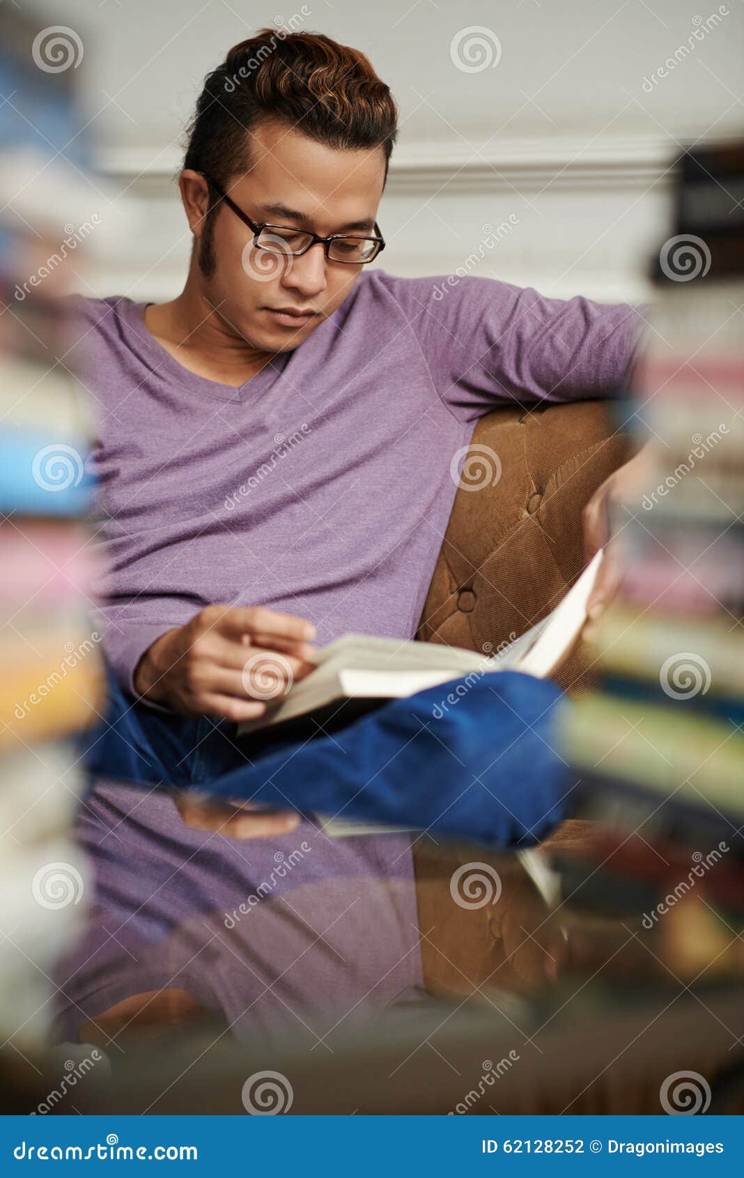 Enthusiastic reader stock photo. Image of booklover, page - 62128252