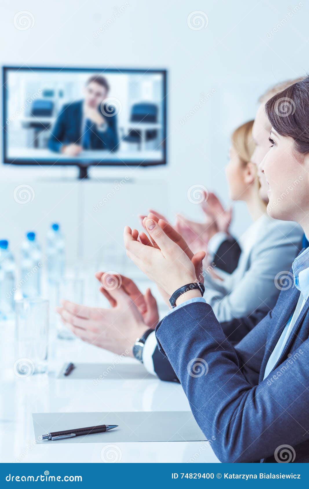 Enthusiastic Reception of a Business Presentation Stock Photo - Image ...