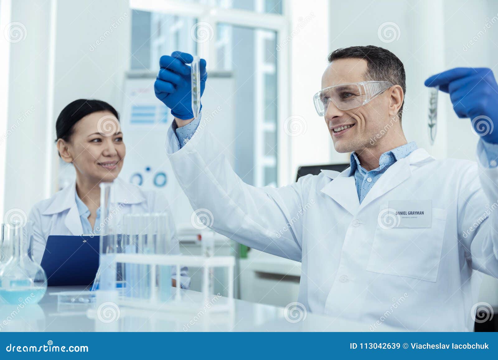 Enthusiastic Scientists Having an Experiment Stock Image - Image of ...