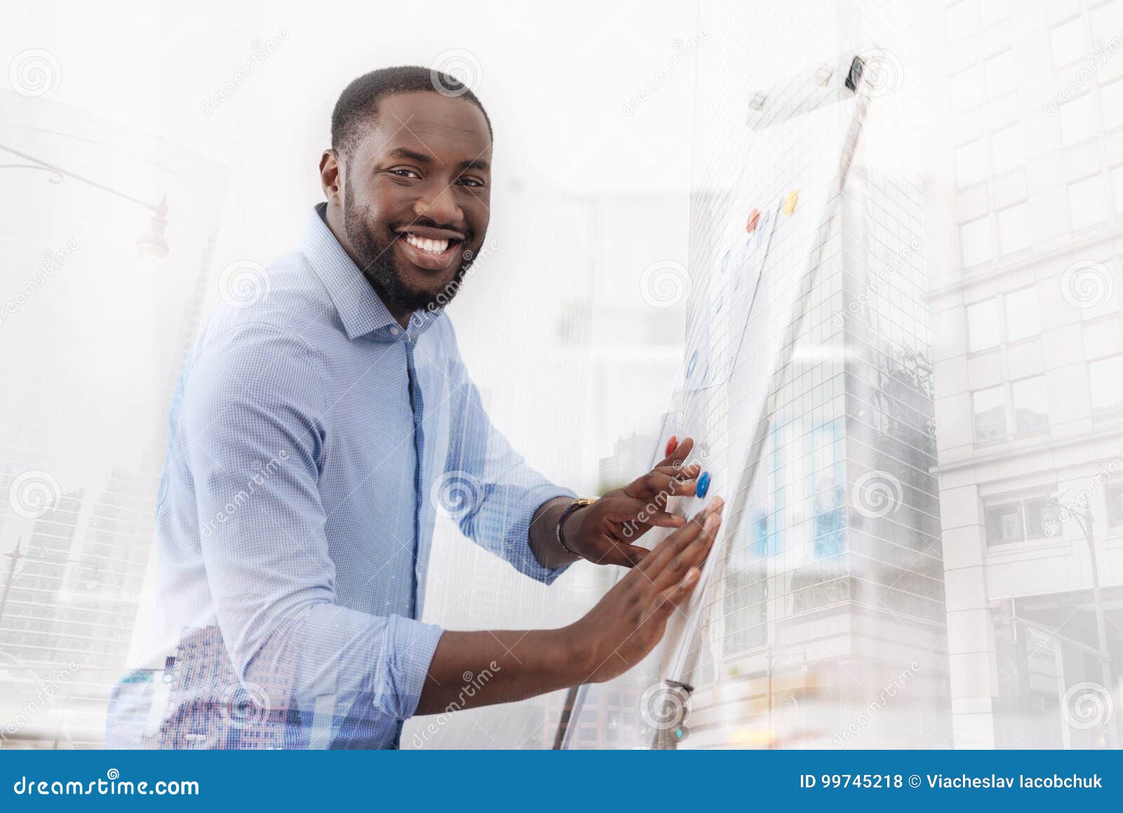 Enthusiastic Student Touching a Magnet Board Stock Photo - Image of ...