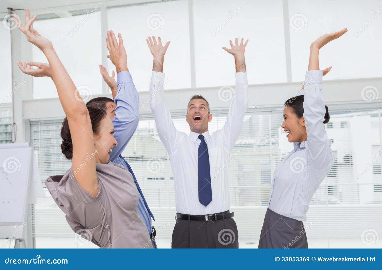 Enthusiastic Work Team Cheering Together Stock Image - Image of ...