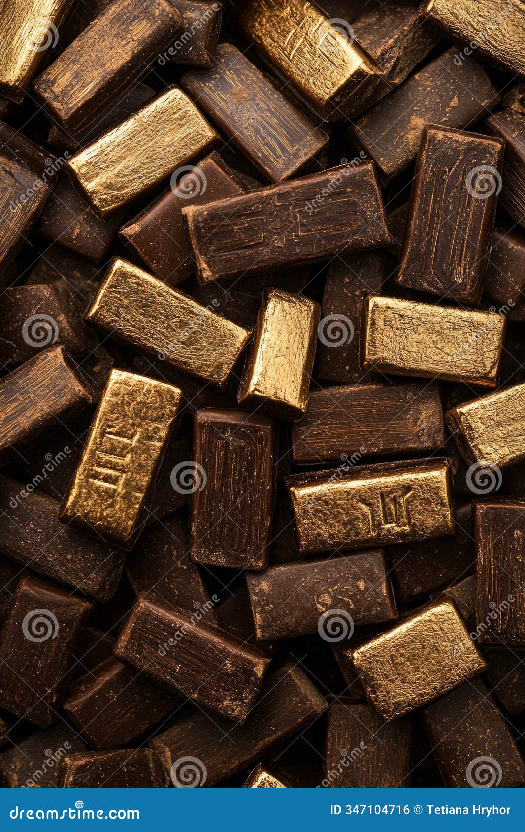 An Enticing Array of Chocolate Pieces Featuring Deep Brown and Gold ...