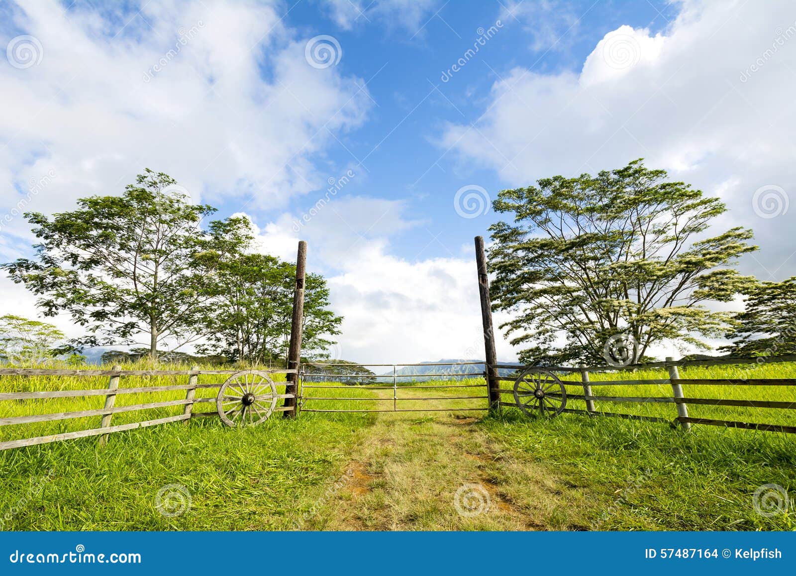 Entrada Del Rancho En Hawaii Foto de archivo - Imagen de prado, puertas ...