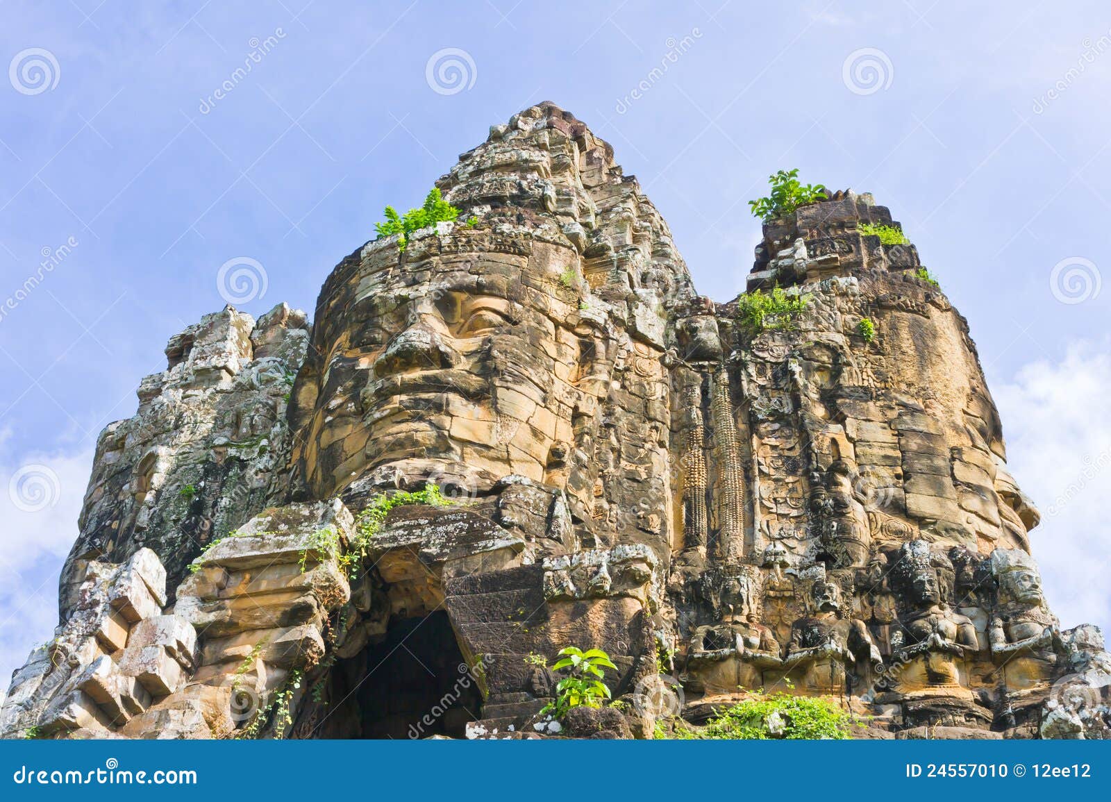 Entrance in Angkor Area on Blue Sky Background Stock Photo - Image of ...