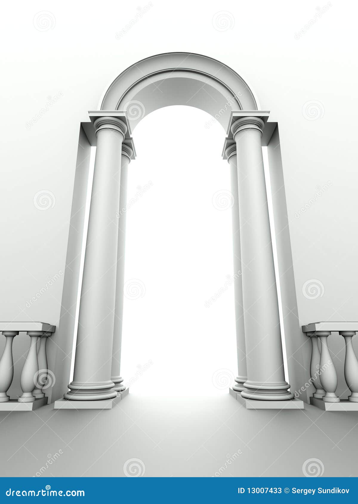 Entrance with Arc, Columns and Balustrade Stock Illustration ...