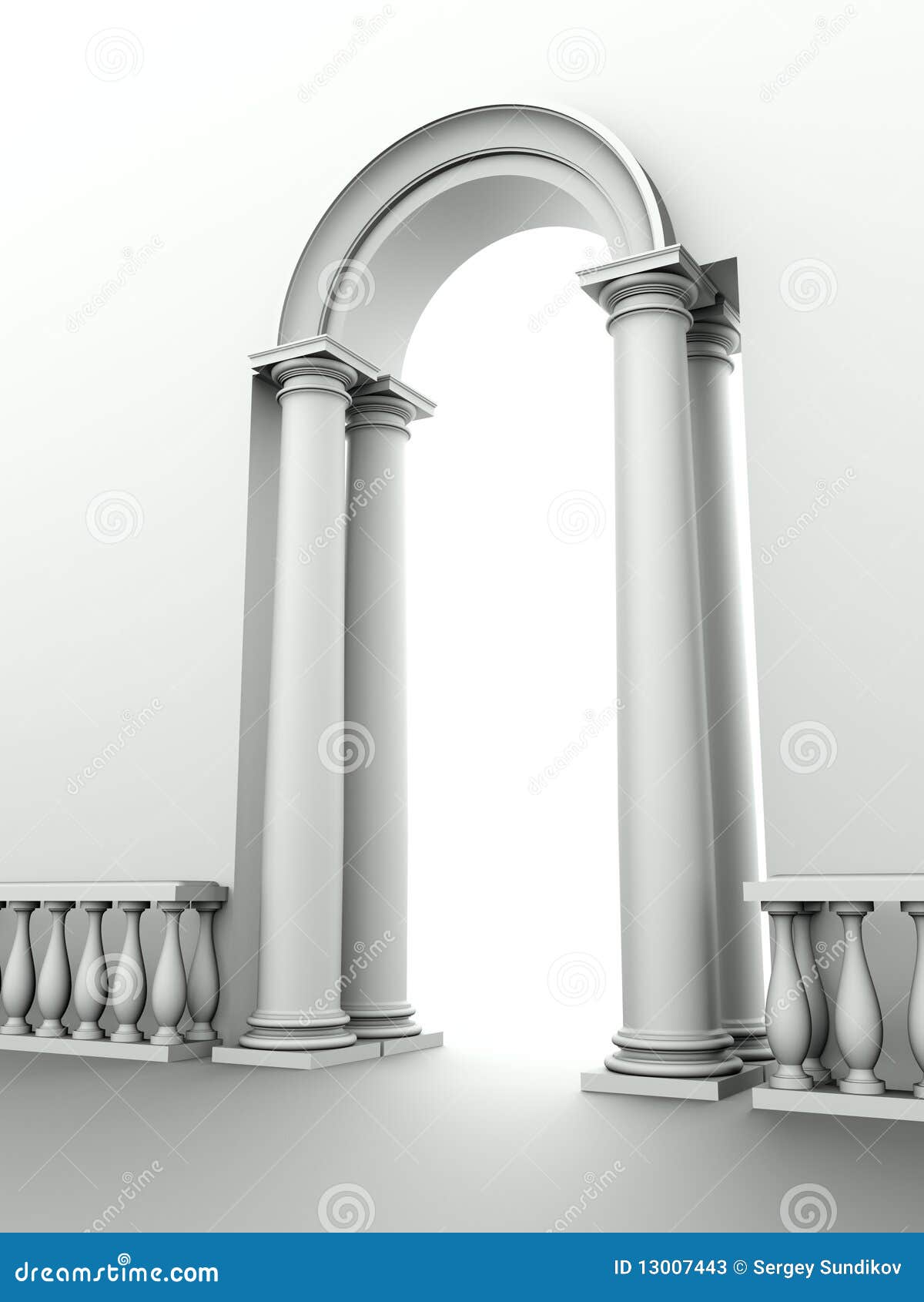 Entrance with Arc, Columns and Balustrade Stock Illustration ...