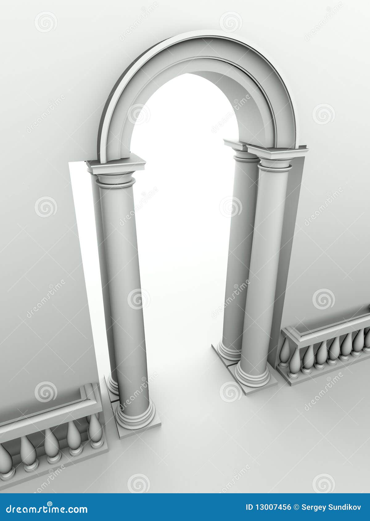 Entrance with Arc, Columns and Balustrade Stock Illustration ...