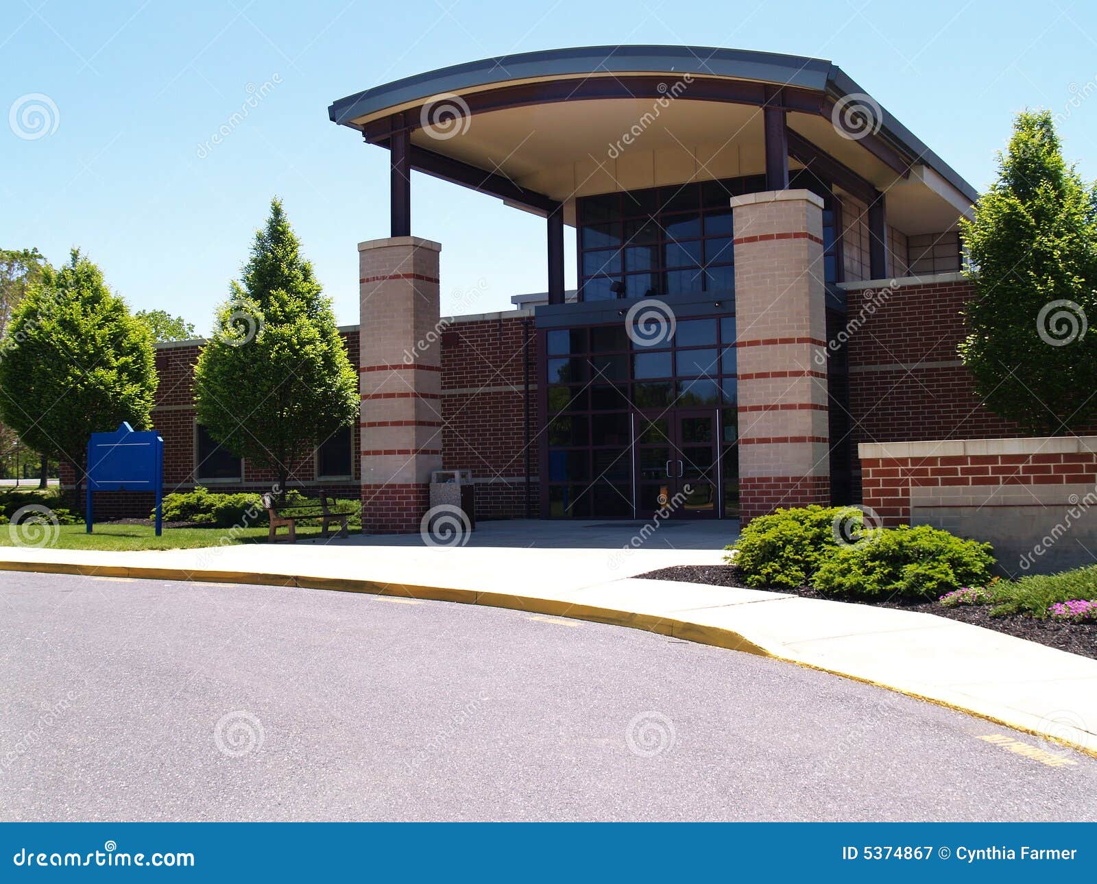 Entrance Area for a Modern Brick Building Stock Image - Image of ...